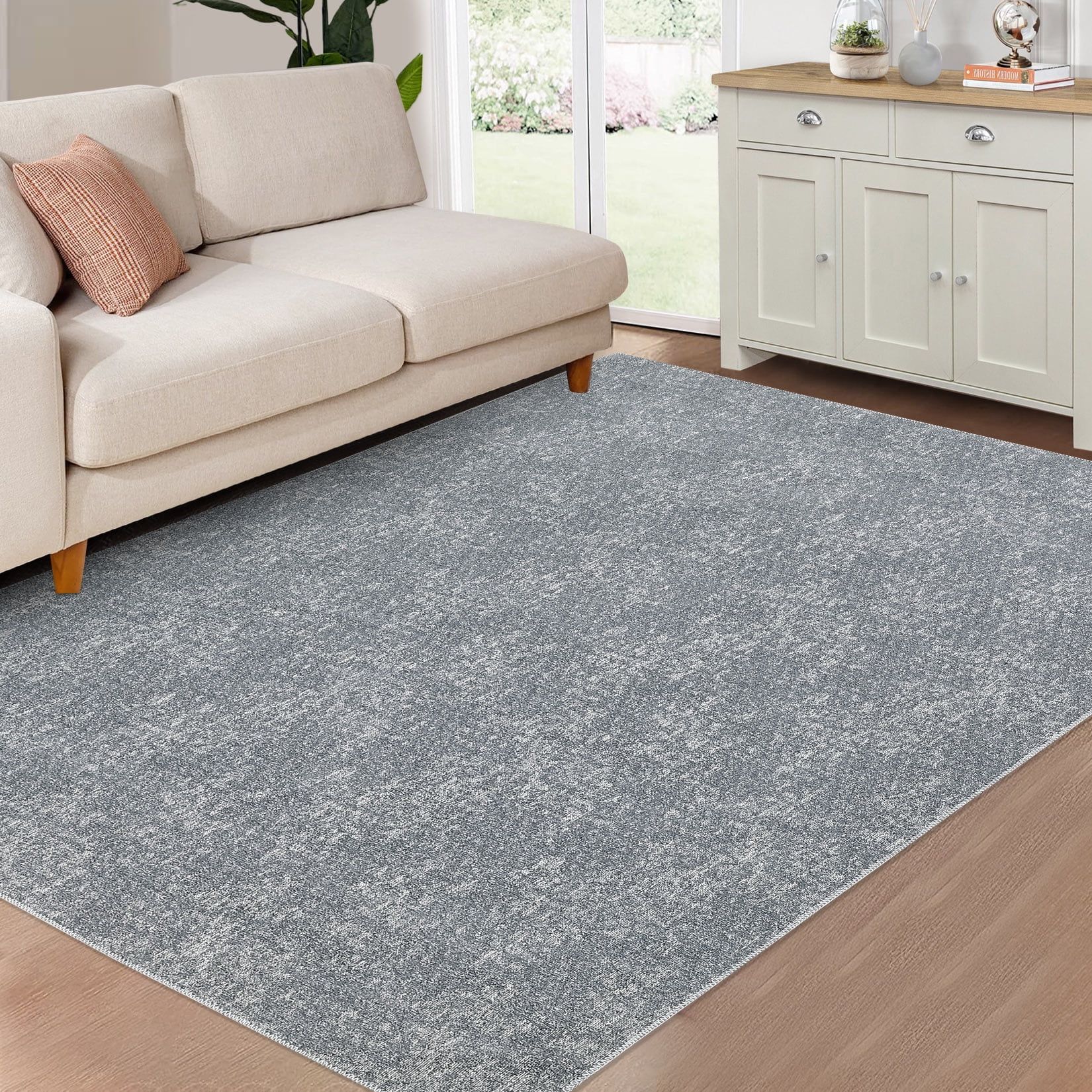 Hasoo 4' x 6' Area Rug Jacquard Textured Rug Modern Solid Farmhouse Rug ...