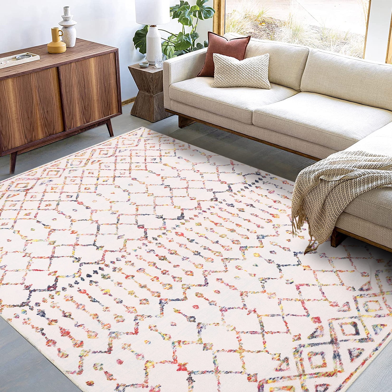 Hasoo 4' x 6' Area Rug for Living Room Boho Washable Rug Modern ...