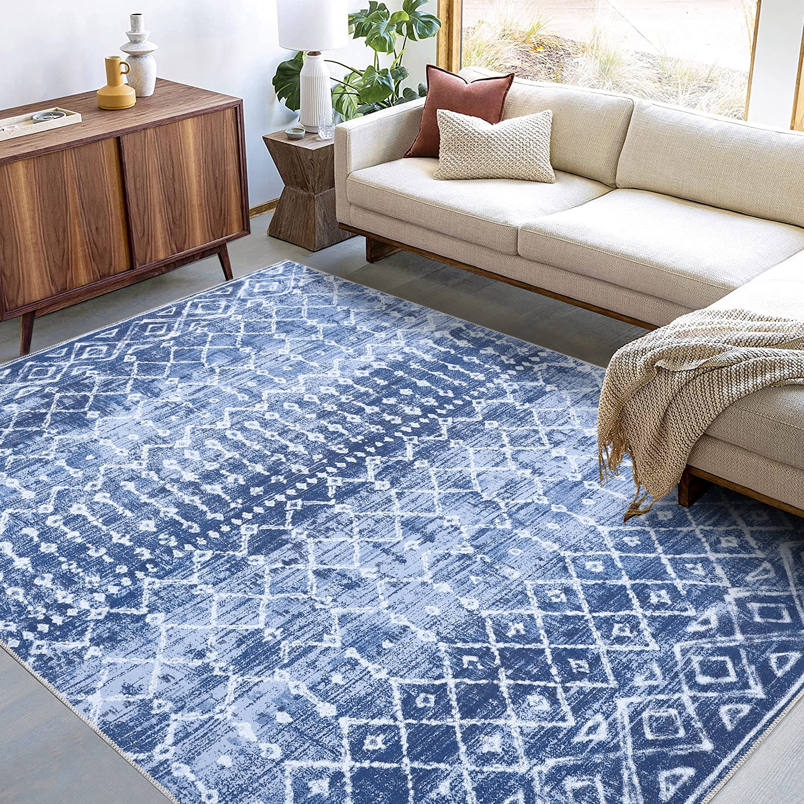 Hasoo 4' x 6' Area Rug for Living Room Boho Washable Rug Modern ...