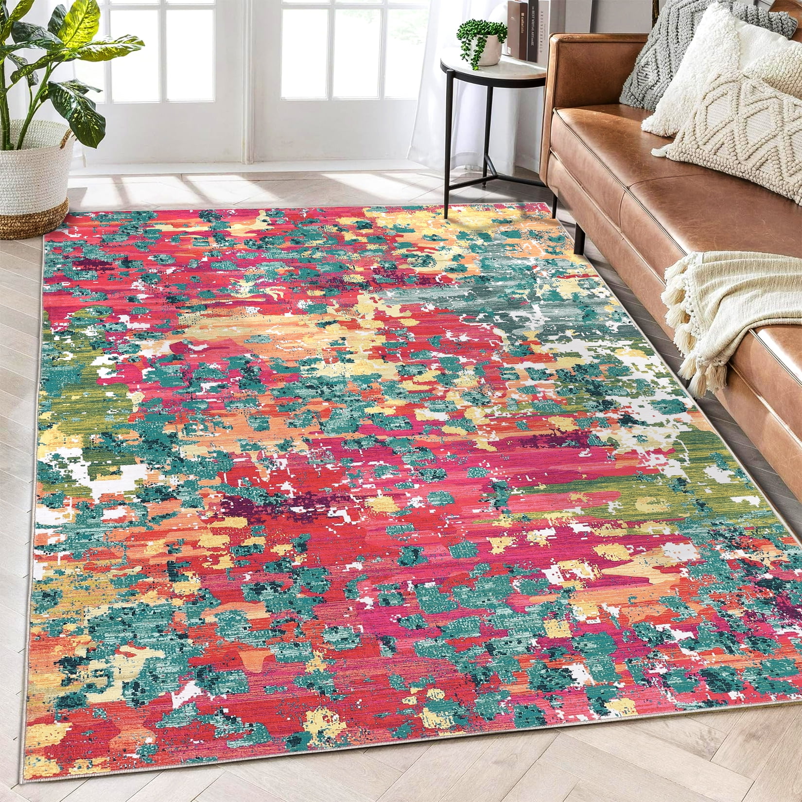 Hasoo 4' x 6' Multi-Color Modern Area Rugs for Living Room, Bedroom Rug ...