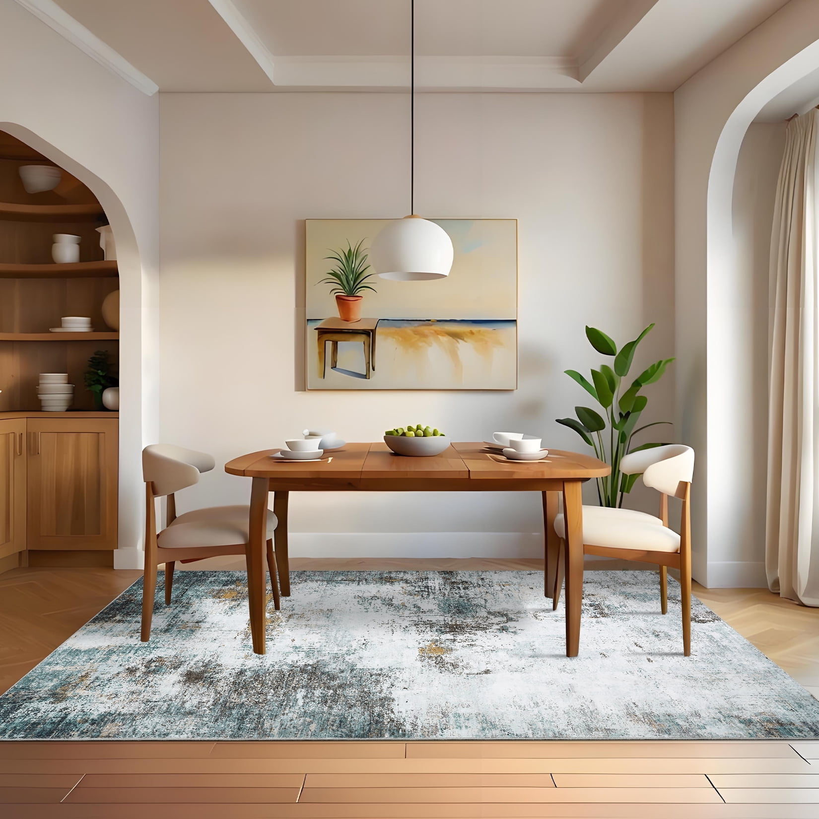 Hasoo 5' x 7' Area Rug for Living Room Border Modern Rug Non Slip ...