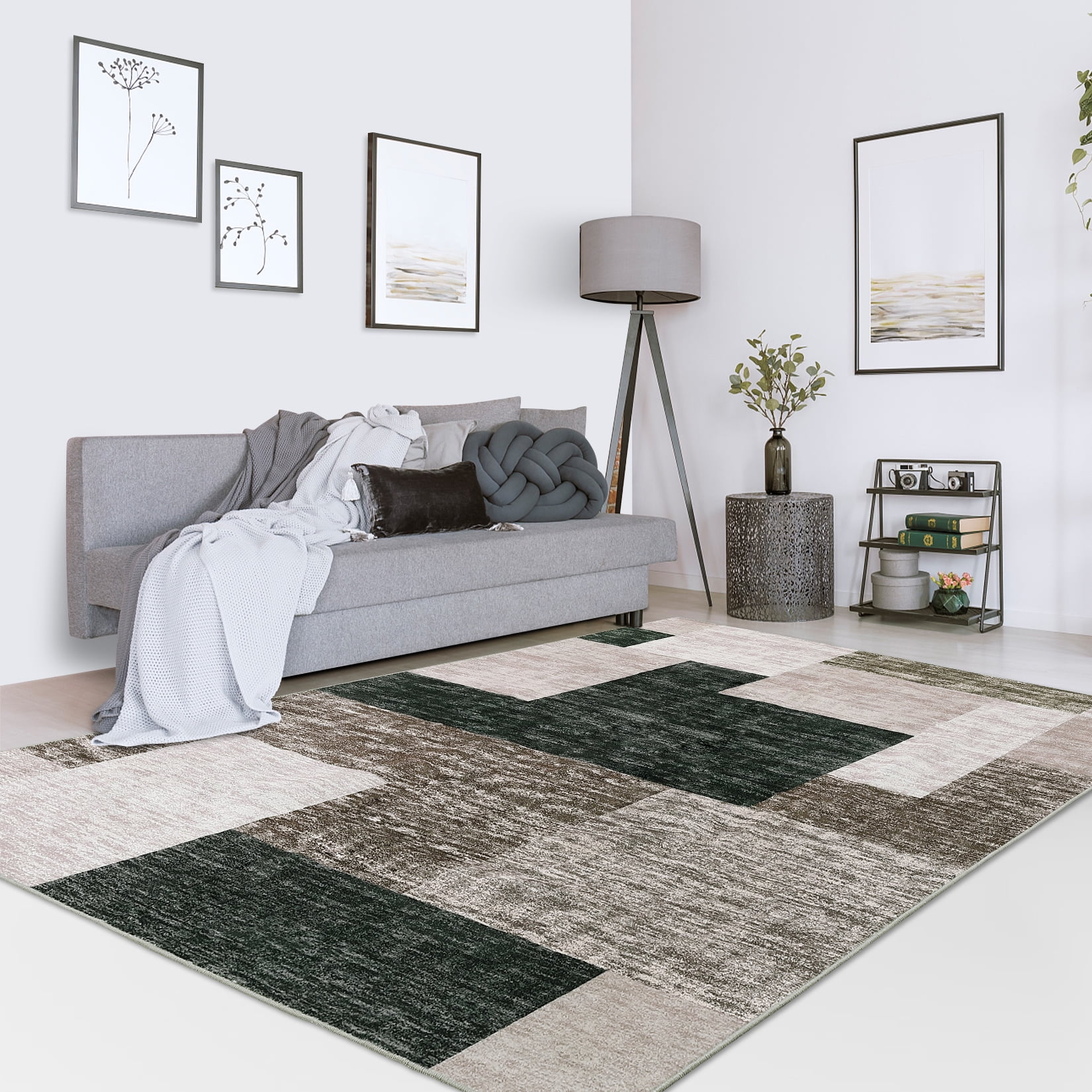 Hasoo 5' x 8' Area Rug for Living Room Bedroom Low Pile Soft Velvet Rug ...