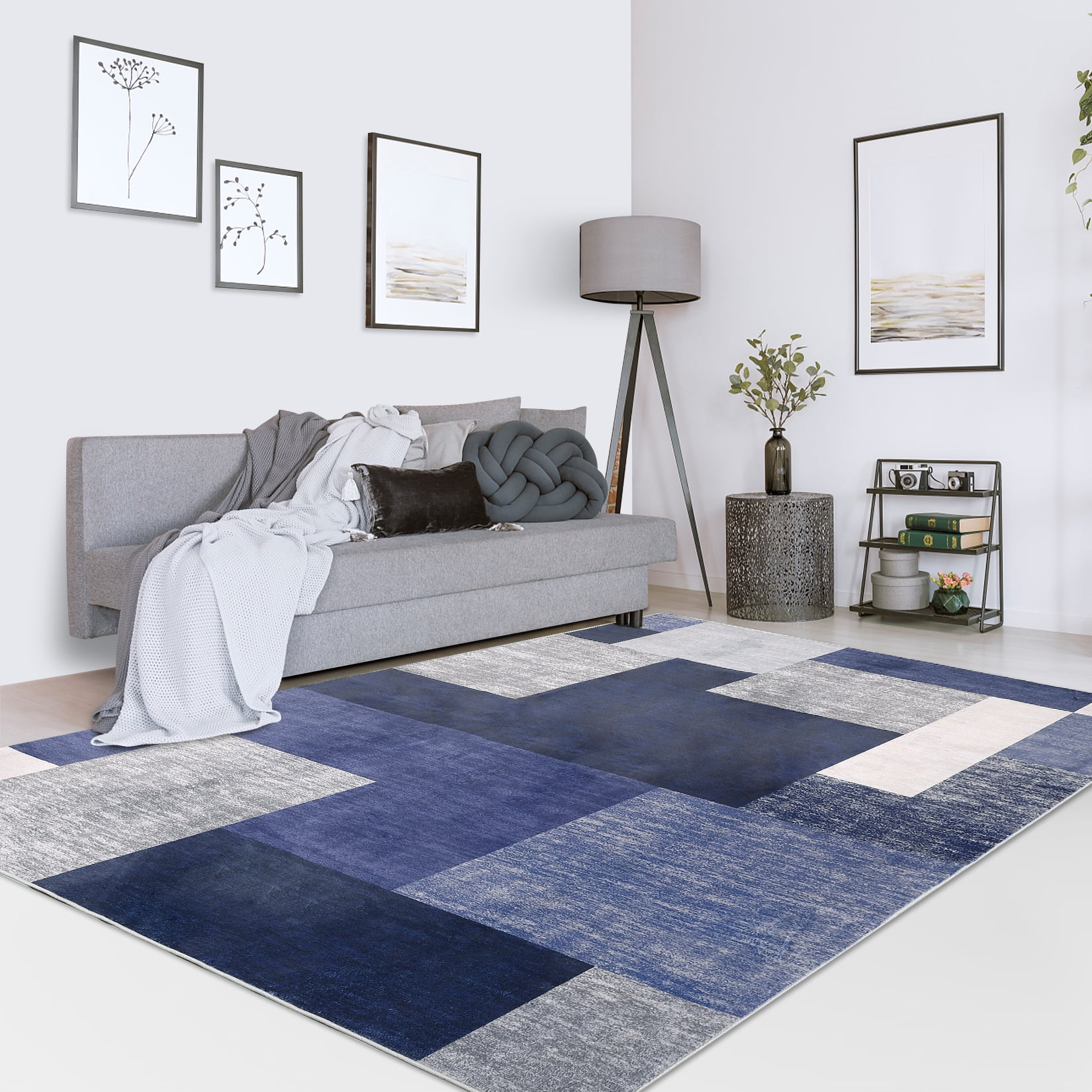 Hasoo 5' x 8' Area Rug for Living Room Bedroom Low Pile Soft Velvet Rug ...
