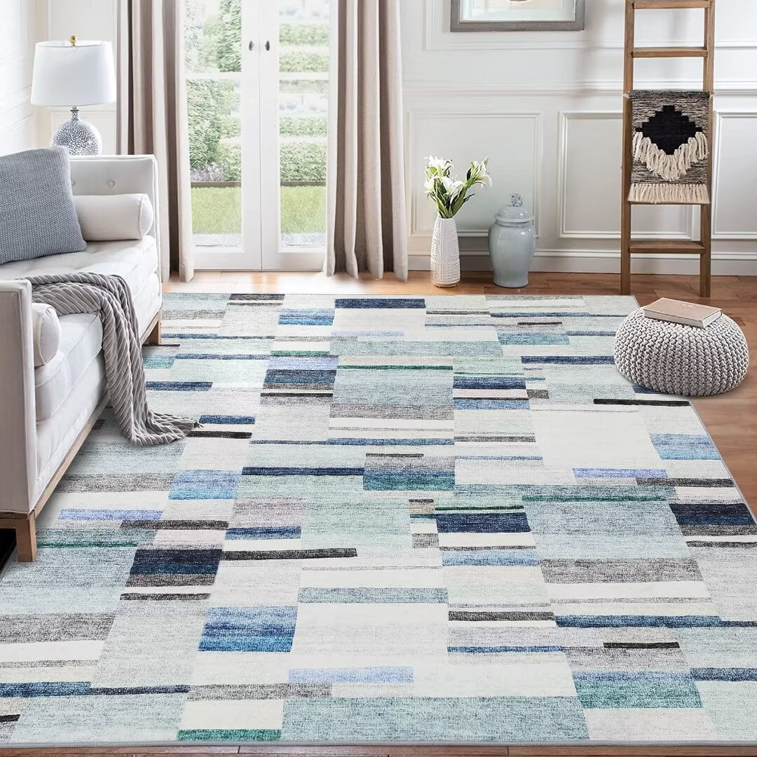 Hasoo 8' x 10' Woven Modern Geometric Color-Block Area Rug, Machine ...