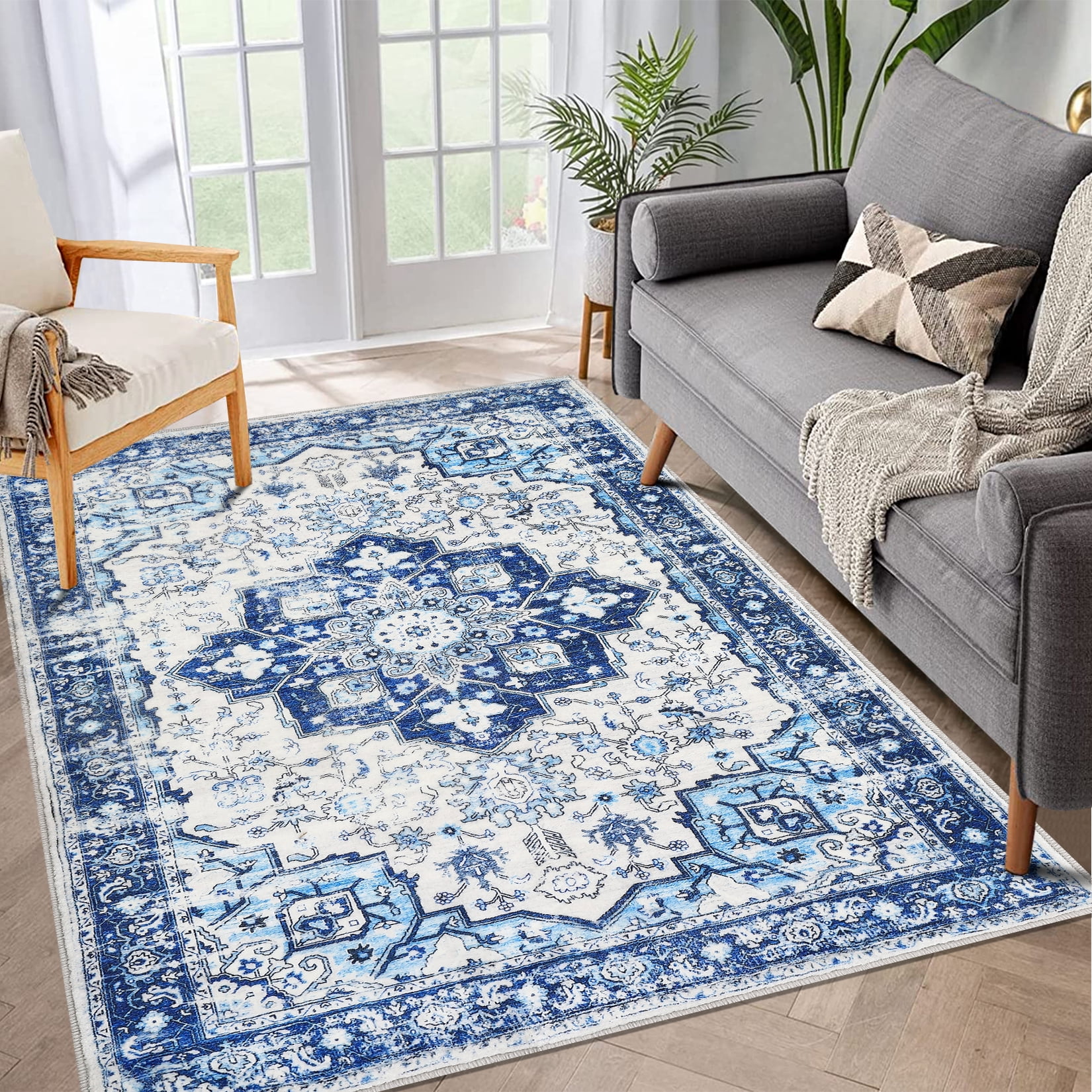 Hasoo 8' x 10' Area Rug Traditional Persian Print Rug Medallion ...