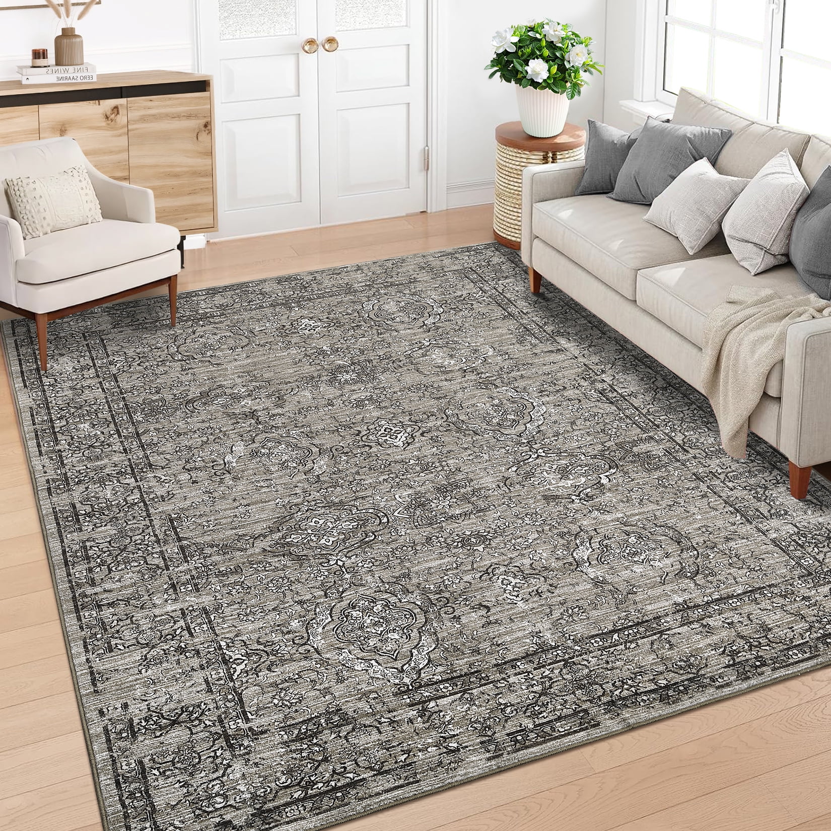 Hasoo 8' x 10' Area Rug for Living Room Boho Vintage Rug Non Slip Throw ...