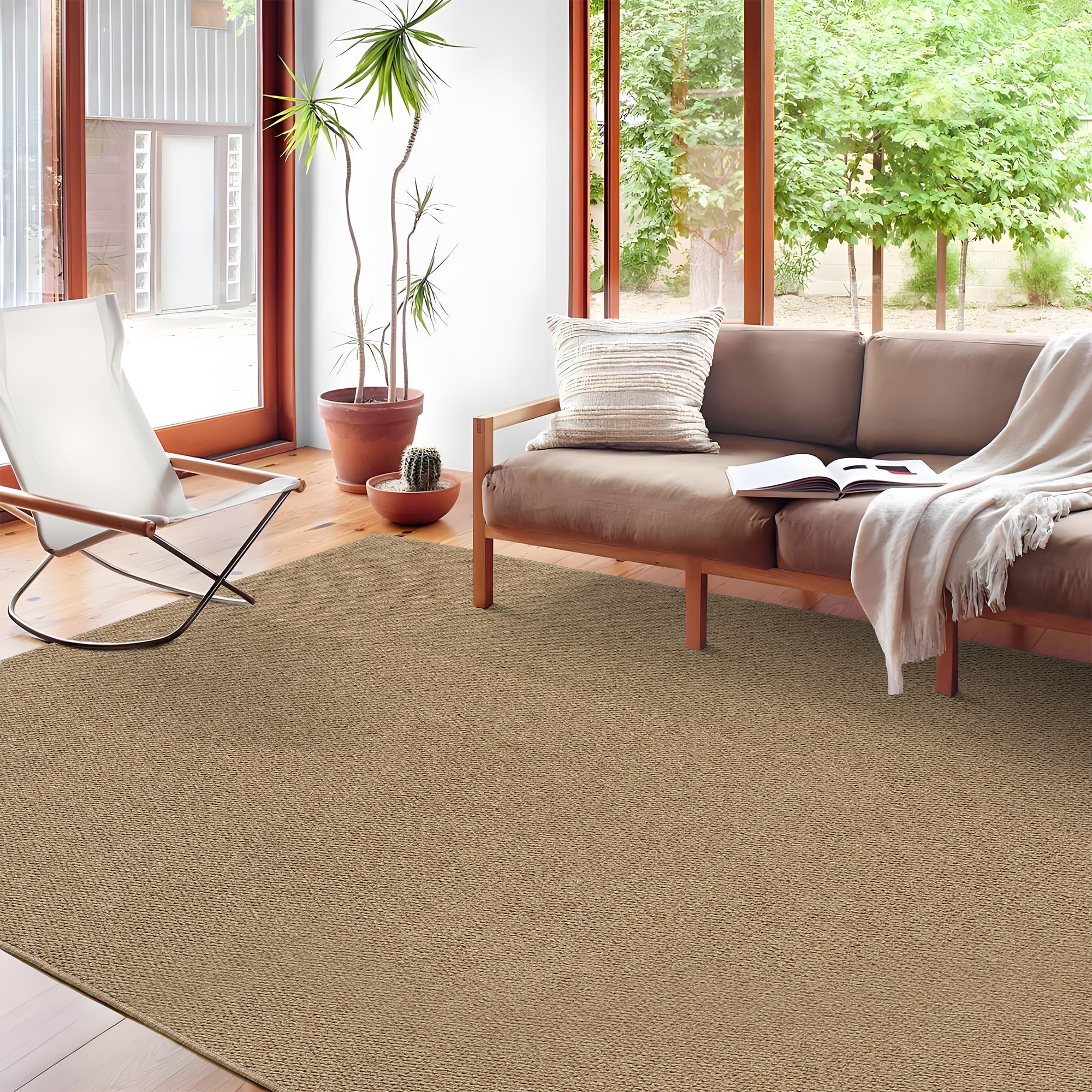 Hasoo 8' x 10' Area Rug for Living Room Solid Textured Vintage Rug Non ...