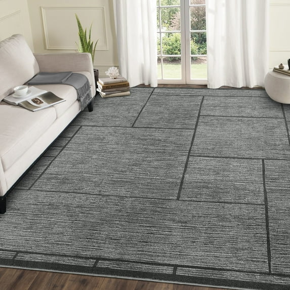 Hasoo 8' x 10' Area Rug for Living Room Washable Modern Plaid Non Slip ...