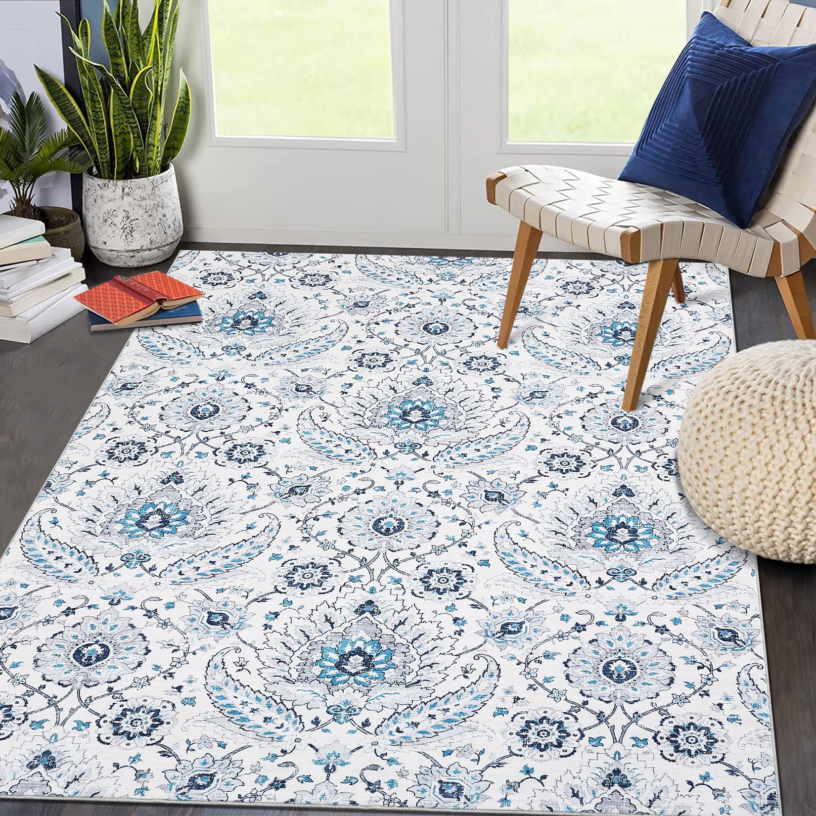 Hasoo 8' x 10' Paisley Area Rug for Living Room Boho Vintage Rug Non ...