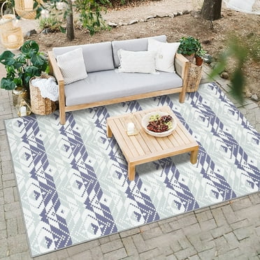 Beverly Rug Large Outdoor Rugs 8' x 10' Patio, Porch, Garden Azure and ...