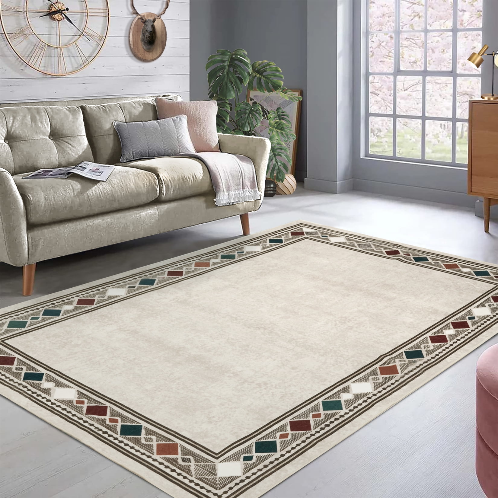 Hasoo 8' x 10' Washable Area Rug for Living Room Bedroom Modern ...