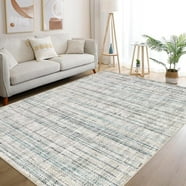 HR Plush Cobalt and White Wave-Patterned Shag Rug, 1-Inch-Thick Soft ...