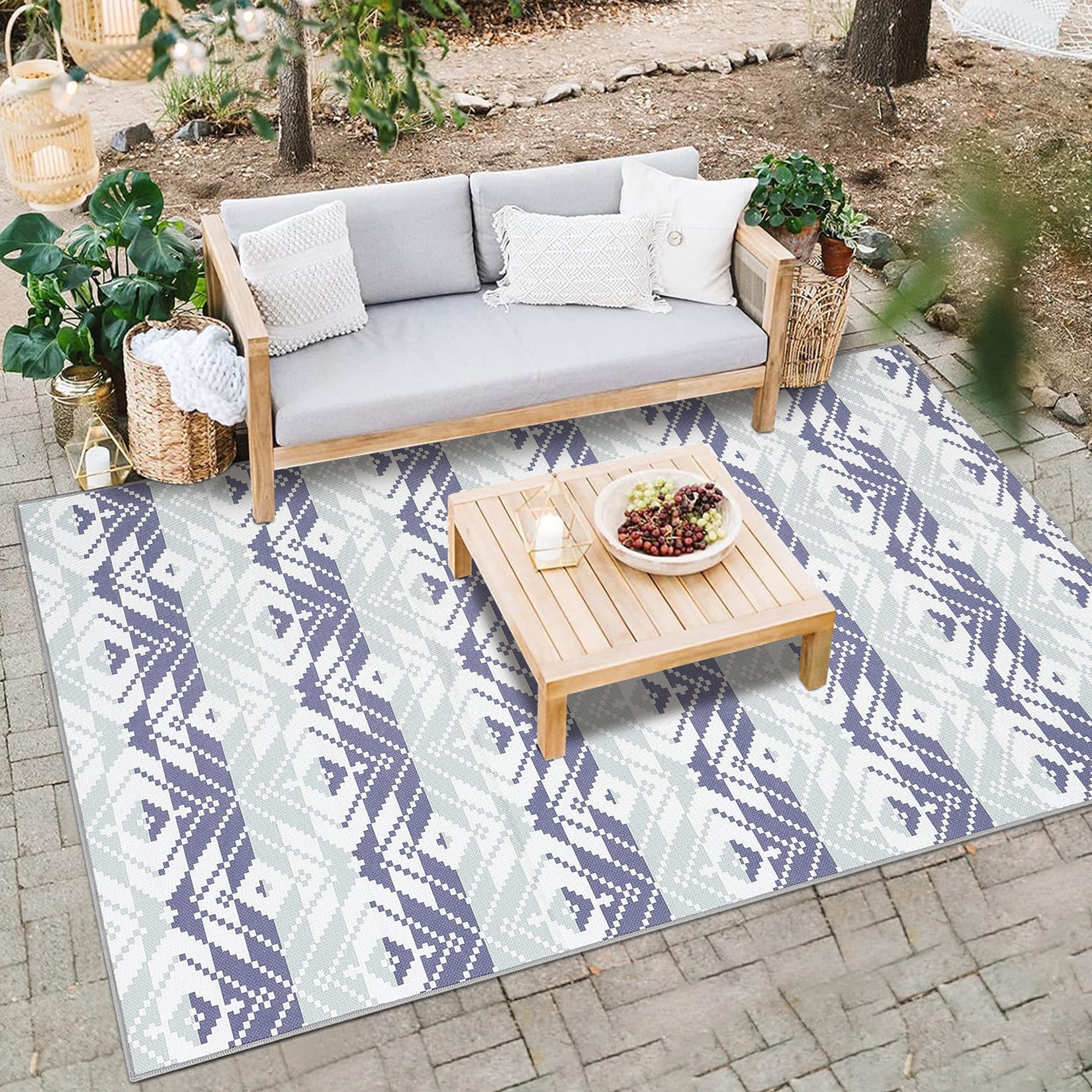Hasoo 9' x 12' Rug for Living Room Modern Moroccan Ultra-Thin Outdoor ...