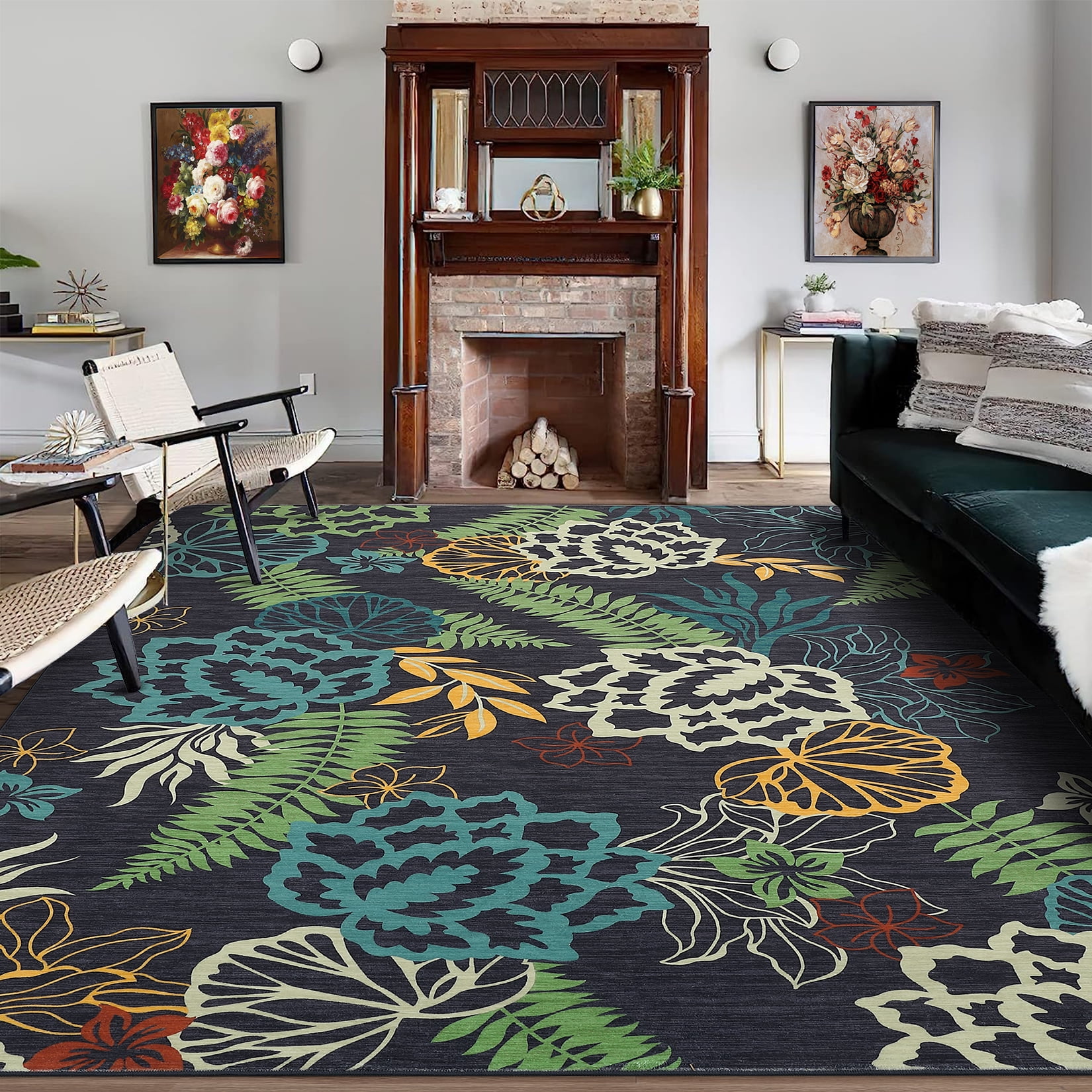 Hasoo Area Rug 4' x 6' Living Room Vintage Indoor Floor Thin Carpet ...