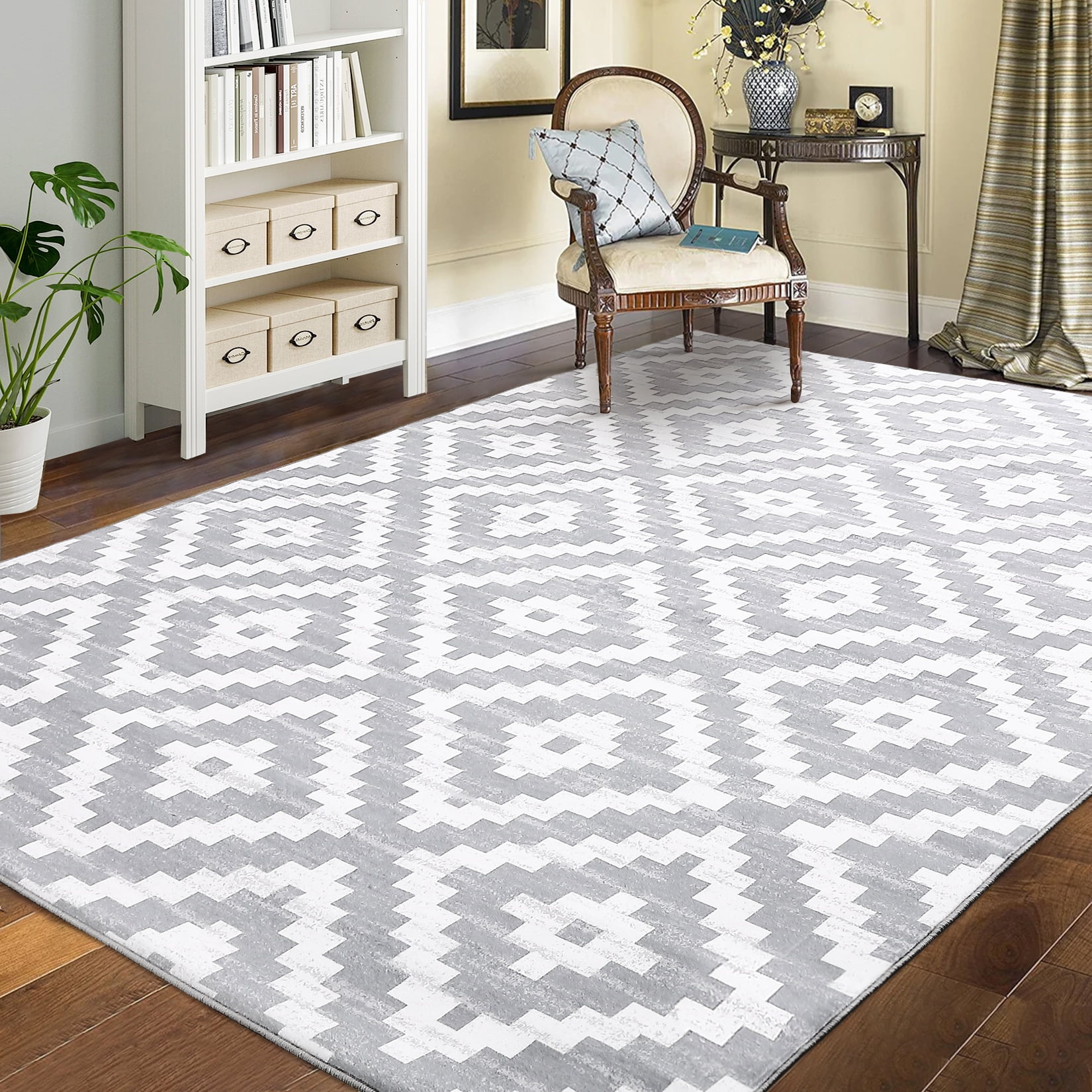 Hasoo Area Rug 4' x 6' Washable Rugs for Living Room Modern Geometric ...