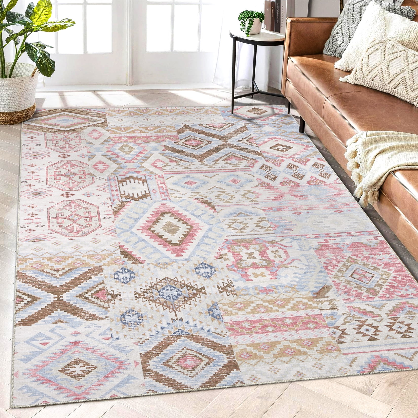Hasoo Area Rug 5' x 7' Washable Ethnic Tribes Rugs for Living Room Non ...