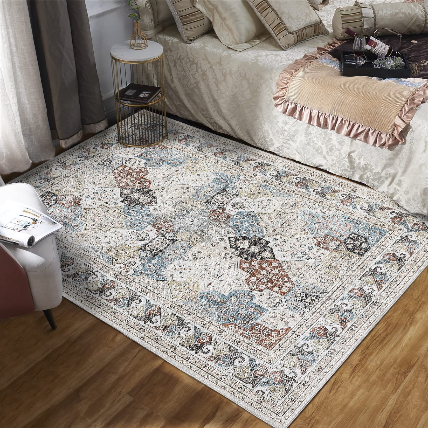 Hasoo Area Rug 6' x 9' Washable Persian Style Rugs for Living Room Non ...