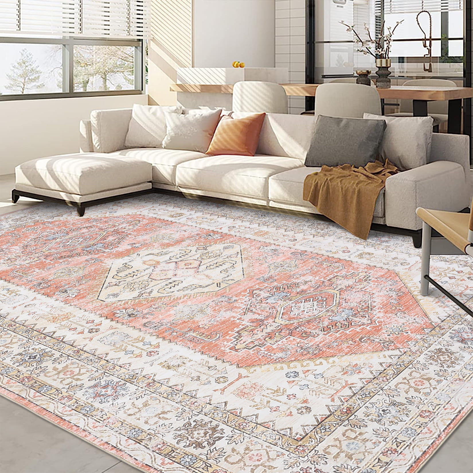 Hasoo Area Rug 8' x 10' Floral Area Rug for Living Room Washable Soft ...