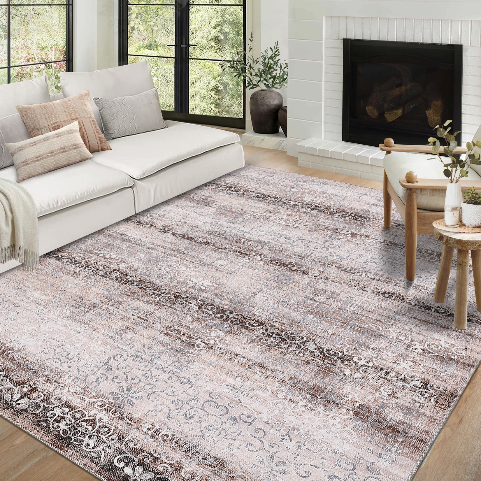 Hasoo Area Rug 8' x 10' Floral Area Rug for Living Room Washable Soft ...
