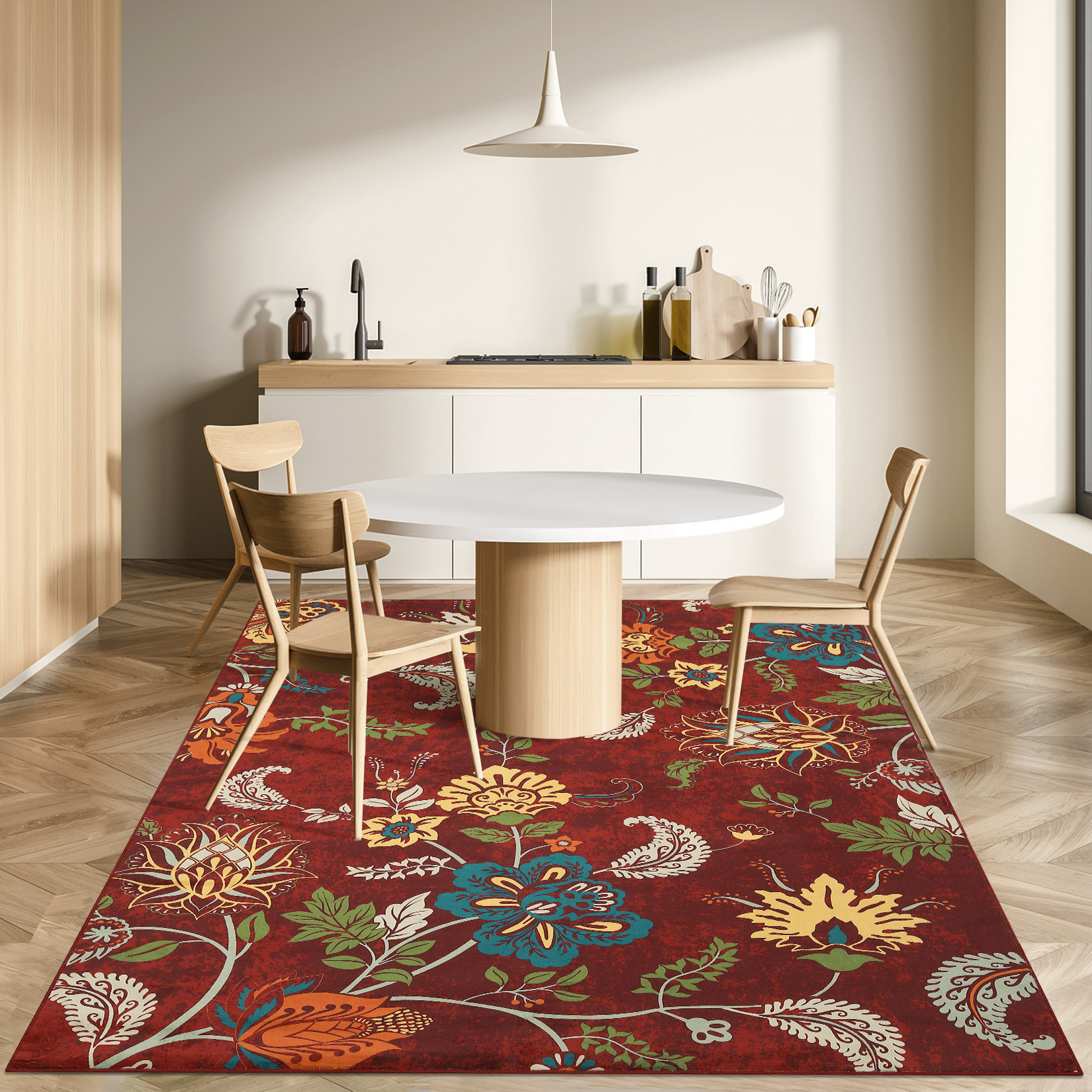 Hasoo Area Rug 8' x 10' Rugs for Living Room Modern Floral Non-Slip ...
