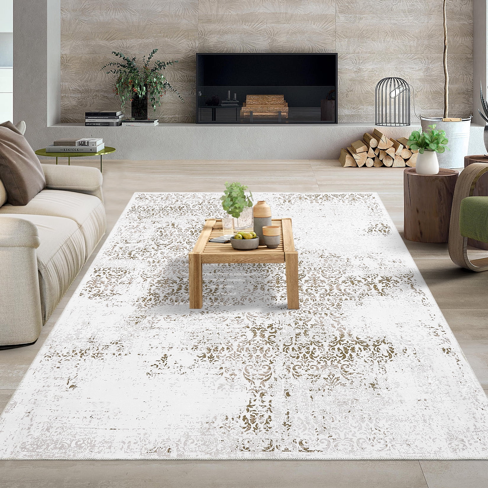 Hasoo Area Rug 8' x 10' Vintage Distressed Floral Area Rug for Living ...