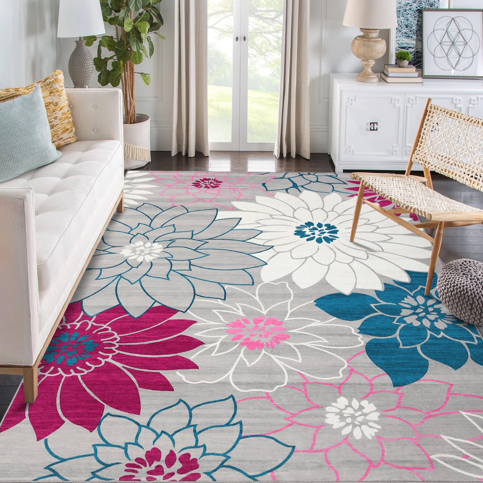 Hasoo Area Rug for Living Room 8' x 10' Vintage Floral Carpet ...