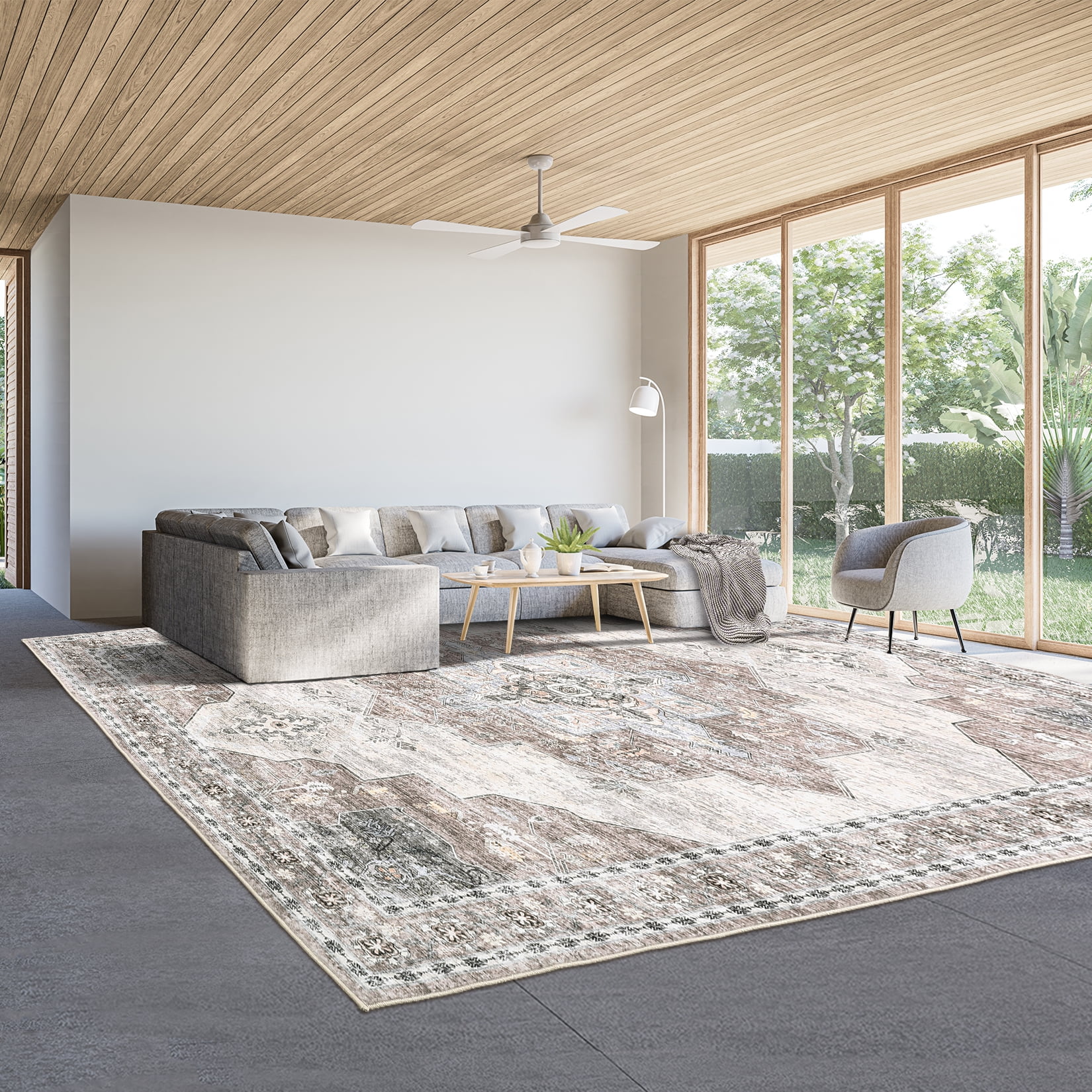 Hasoo Area Rugs 10' x 13' Rug for Living Room Boho Vintage Floral Throw ...