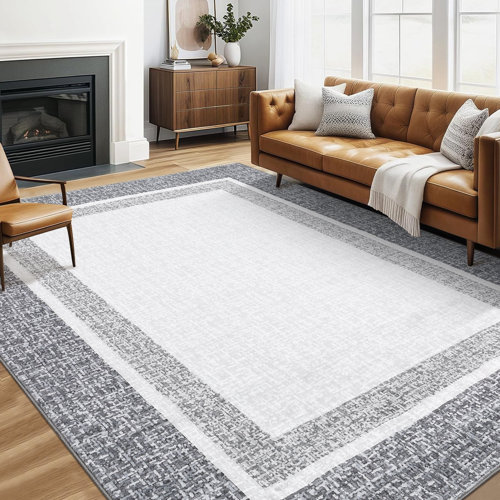 Hasoo Area Rugs for Living Room Washable 5x7 Rugs Chic Geometric Style ...