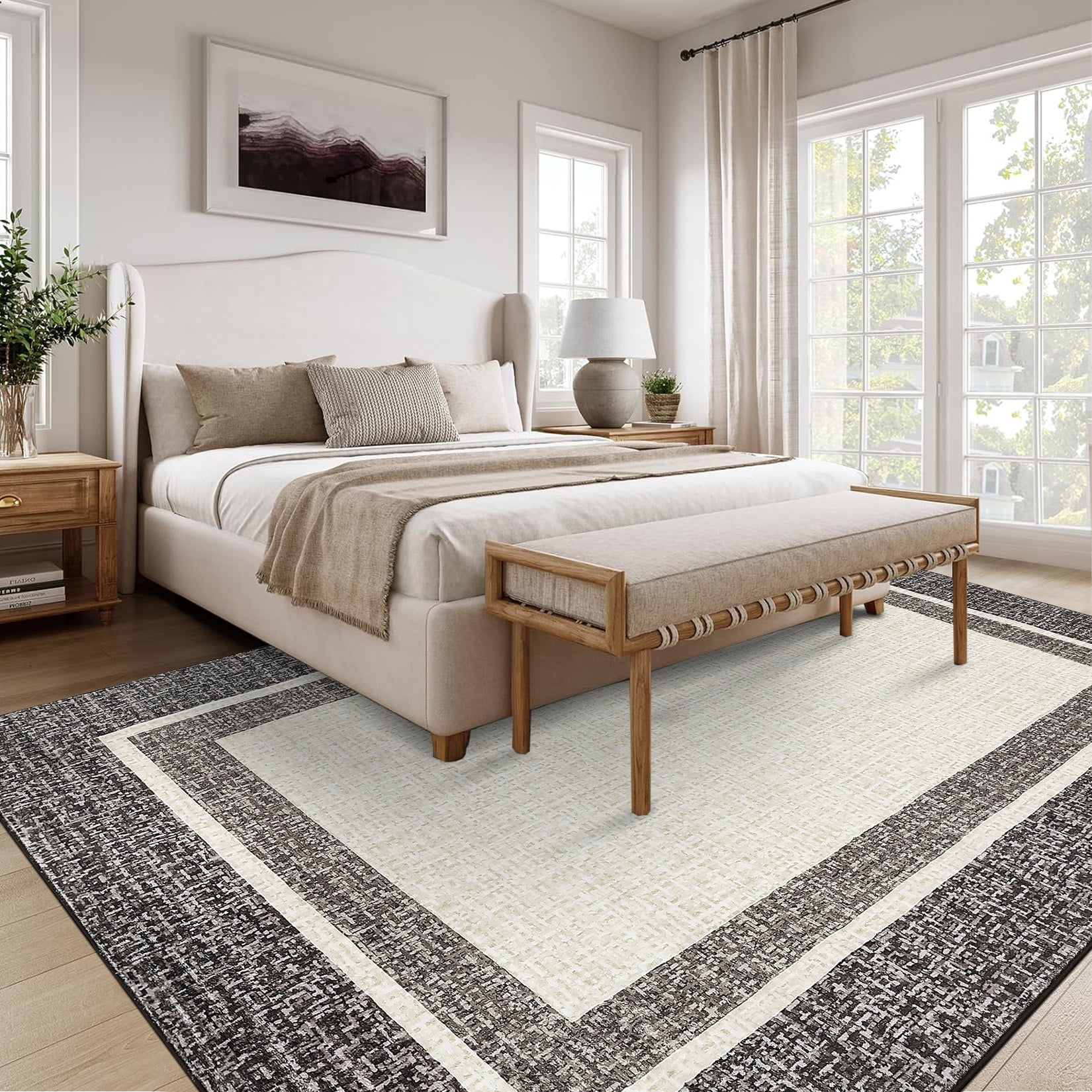 Hasoo Area Rugs for Living Room Washable 9x12 Rugs Chic Geometric Style ...