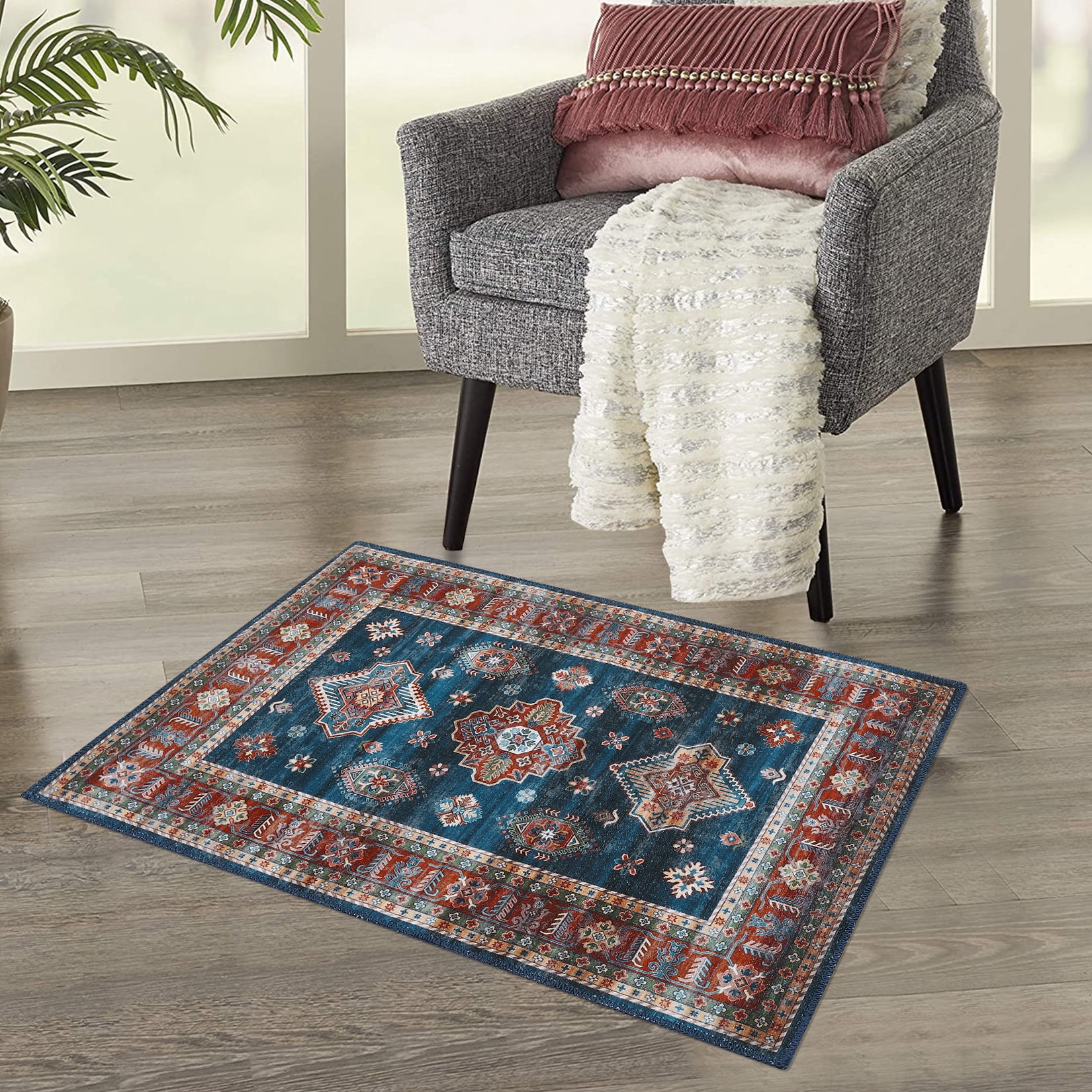 Hasoo Boho Door Mat 2' x 3' Entryway Rug Persian Doorway Rug Foldable ...