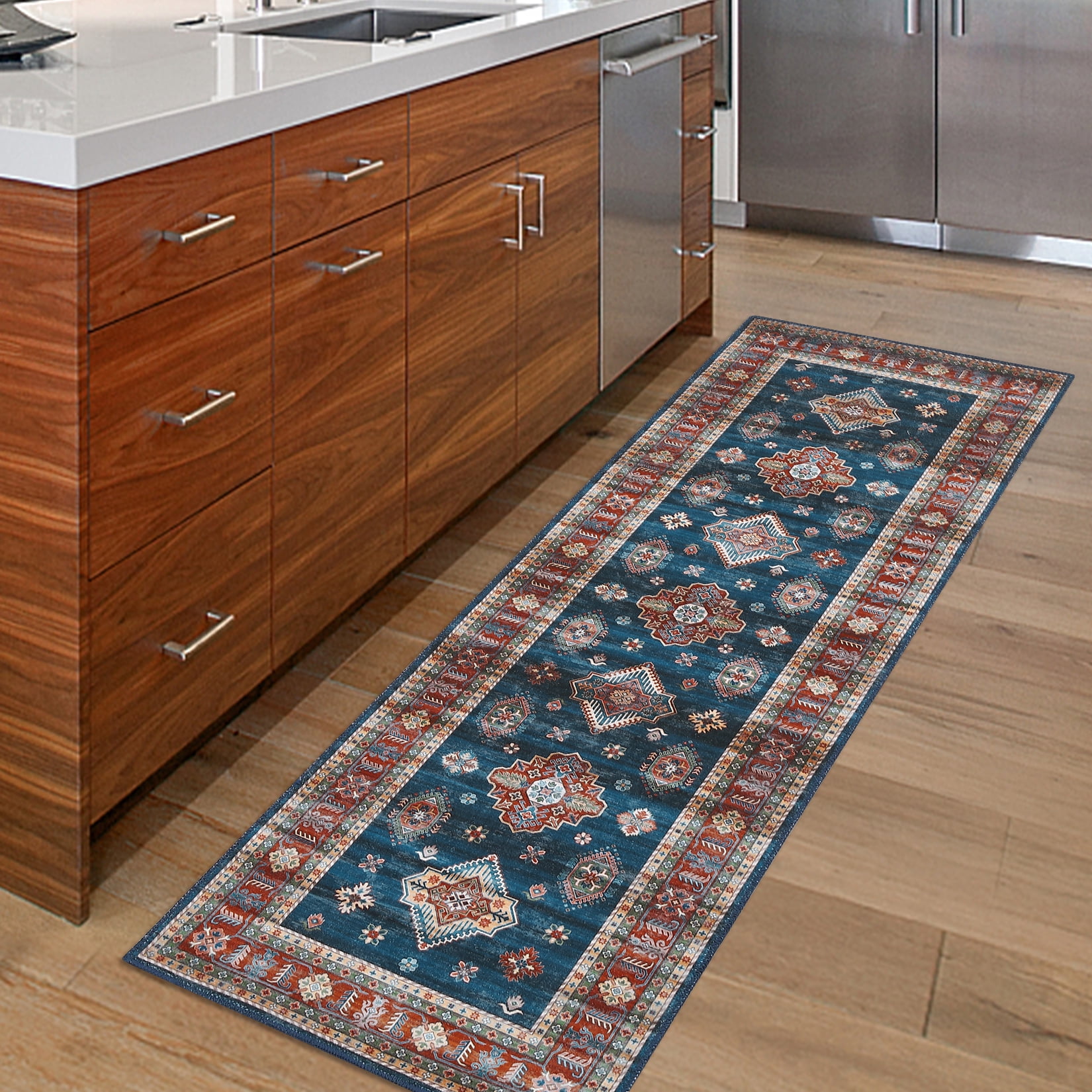 Hasoo Boho Runner Rug 2' x 6' Vintage Low Pile Non-Slip Runner Rug for ...