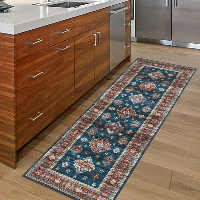 Hasoo Boho Runner Rug 2' x 6' Vintage Low Pile Non-Slip Runner Rug for ...