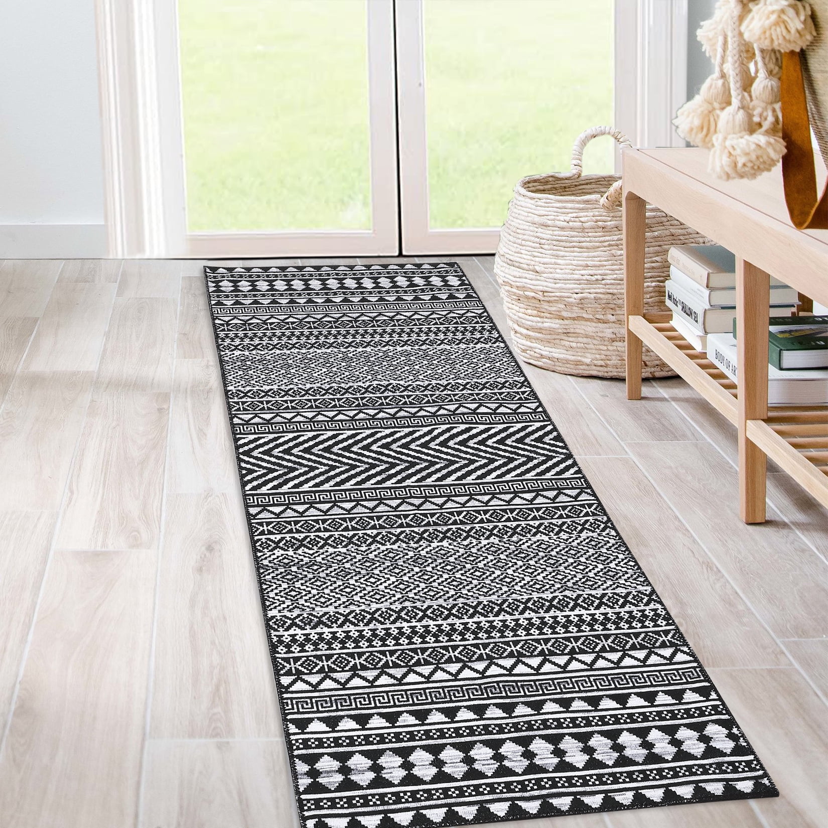 Hasoo Hallway Runner Rug Mat Boho Geometric Non Slip Stain Resistant ...