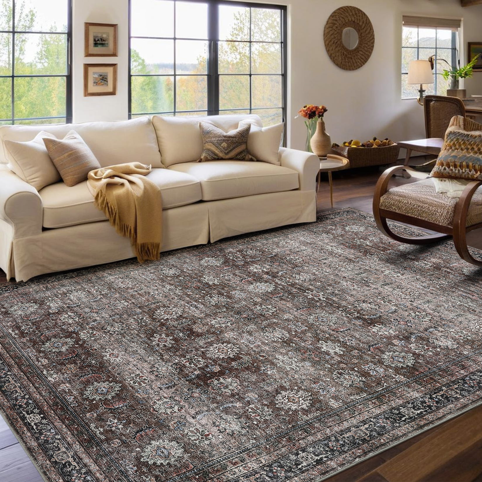 Hasoo Indoor Area Rug 4' x 6' Rugs for Living Room Vintage Floral ...