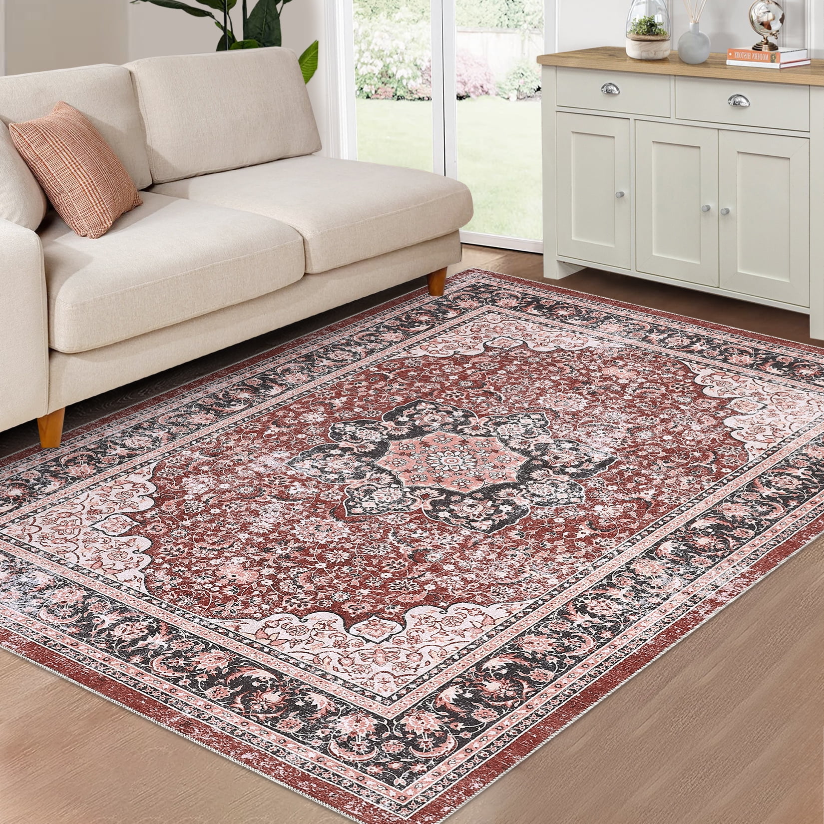 Hasoo Indoor Large Area Rug 9' x 12' for Living Room, Modern Floral ...