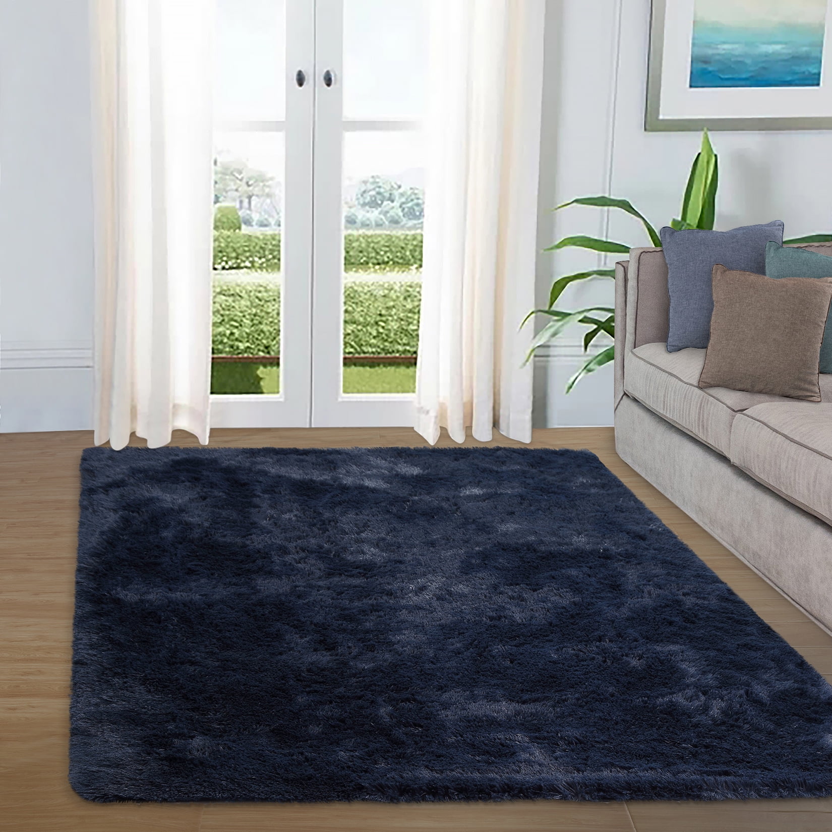 Hasoo High Pile Thick Modern Home Area Rug, 9' x 12' Fluffy Non-Skid ...