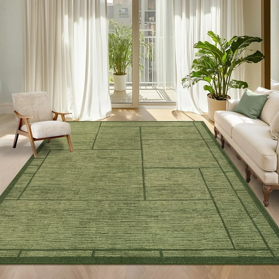 Hasoo Large Washable Rug 9' x 12' Area Rug for Living Room Modern Plaid ...
