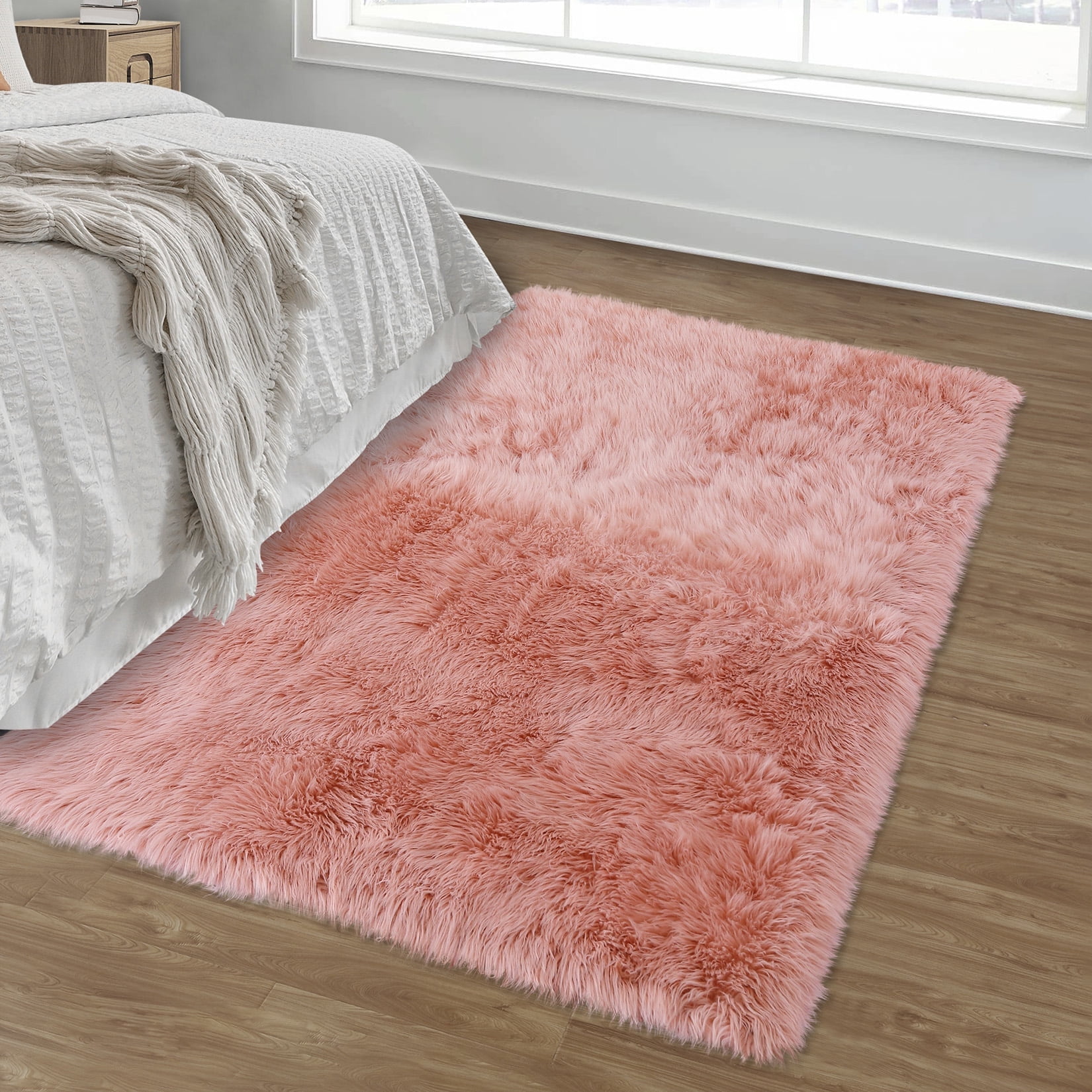 Hasoo Luxury Soft Faux Fur Area Rug, Fluffy Plush Living Room Area Rugs ...