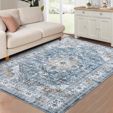 ReaLife Rugs Machine Washable Vintage Distressed Traditional - Beige ...