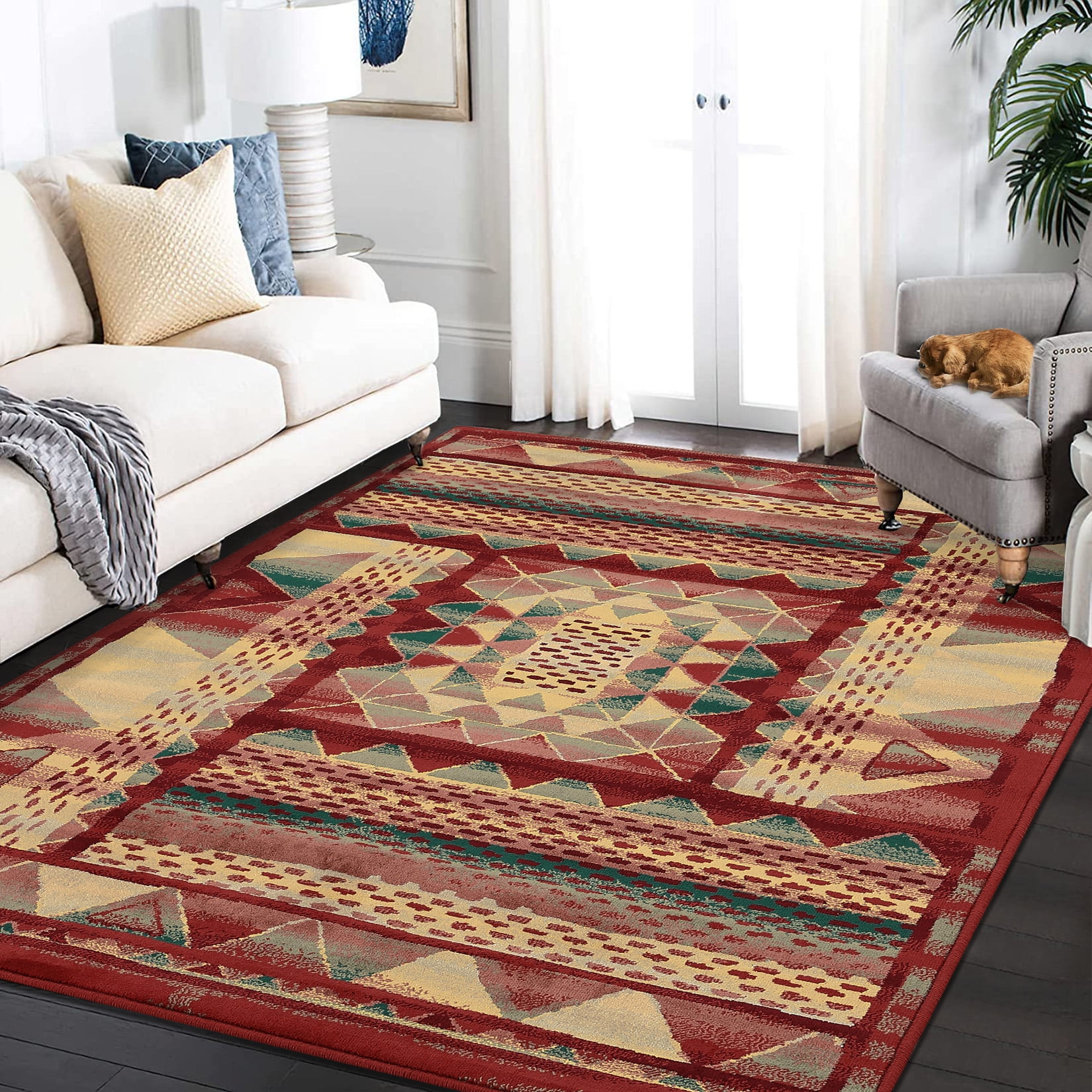 Hasoo Modern Abstract Area Rug 4x6 Non-Shedding Non-Slip Tribal ...