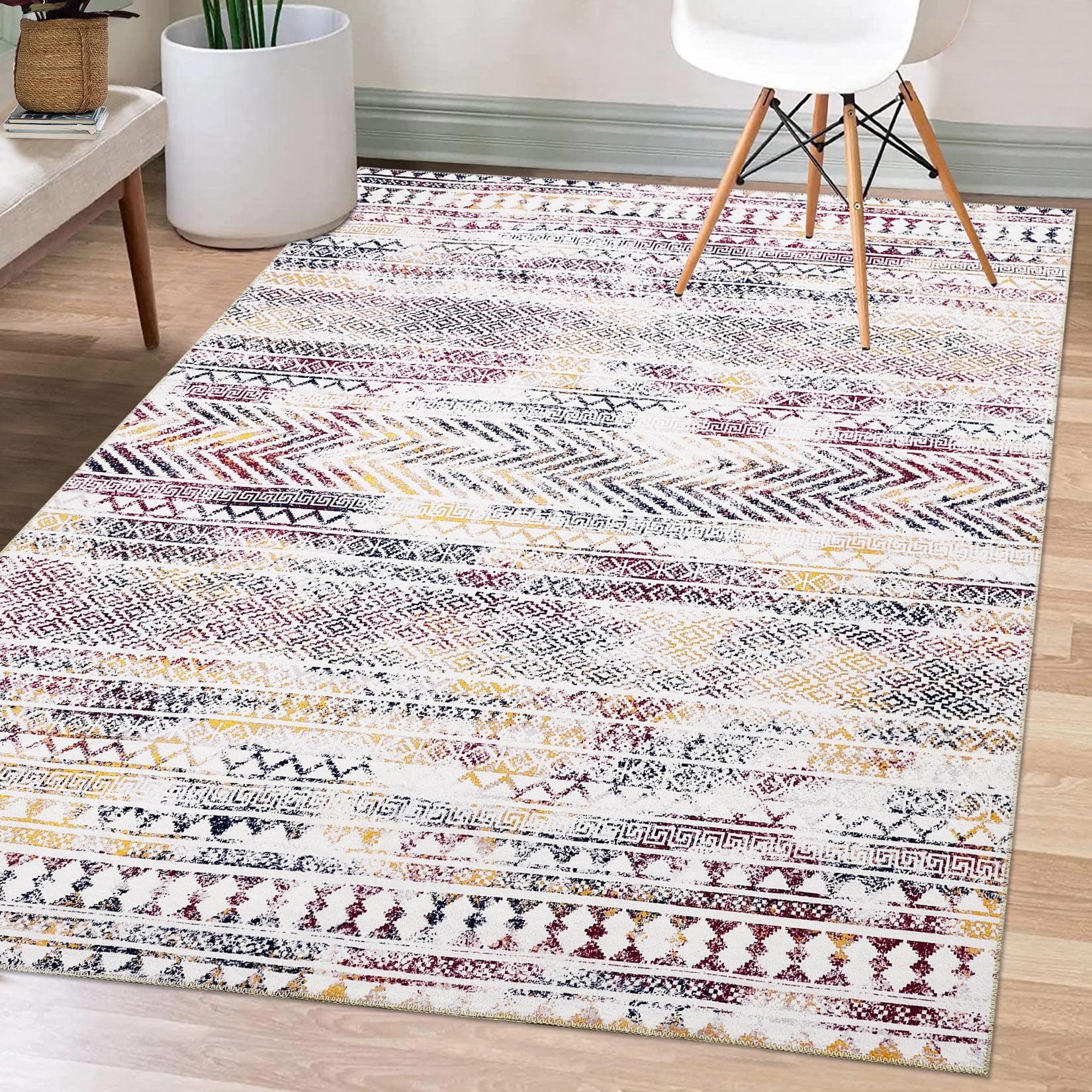 Hasoo Modern Decorative Area Rug, Colorful Abstract Lines, Quality ...