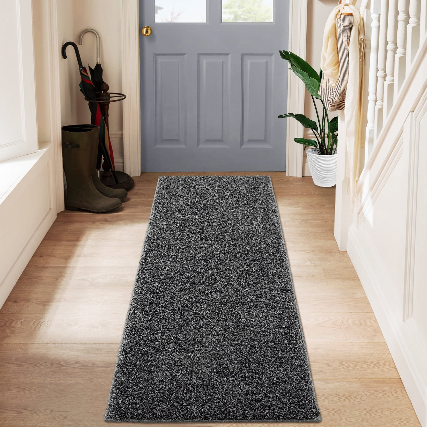 Hasoo Modern Runner Rug, 2' x 8' Shaggy Runner Rug with Rubber Backing ...