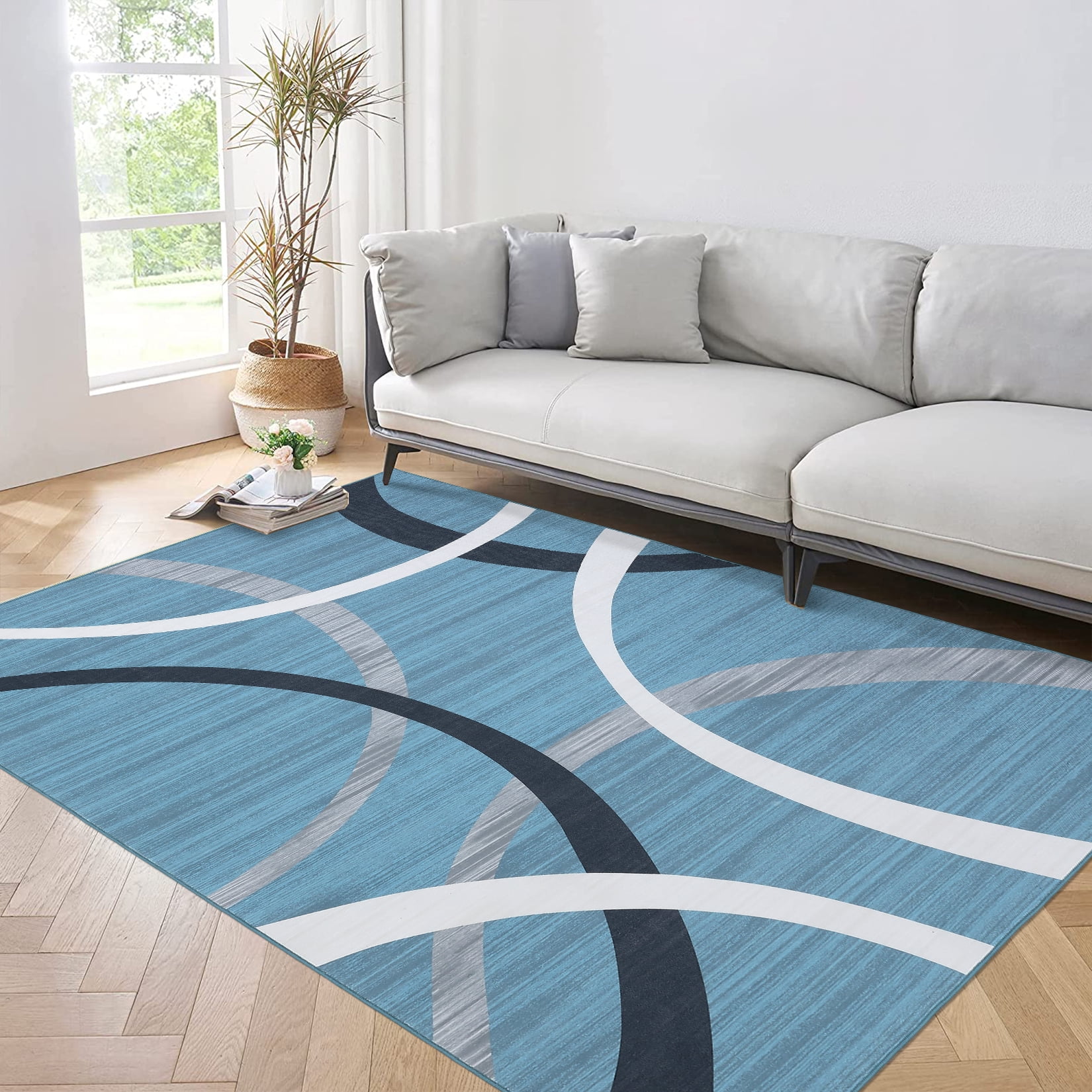 Hasoo Modern Washable Area Rug 8' x 10' Rugs for Dining Room Geometric ...