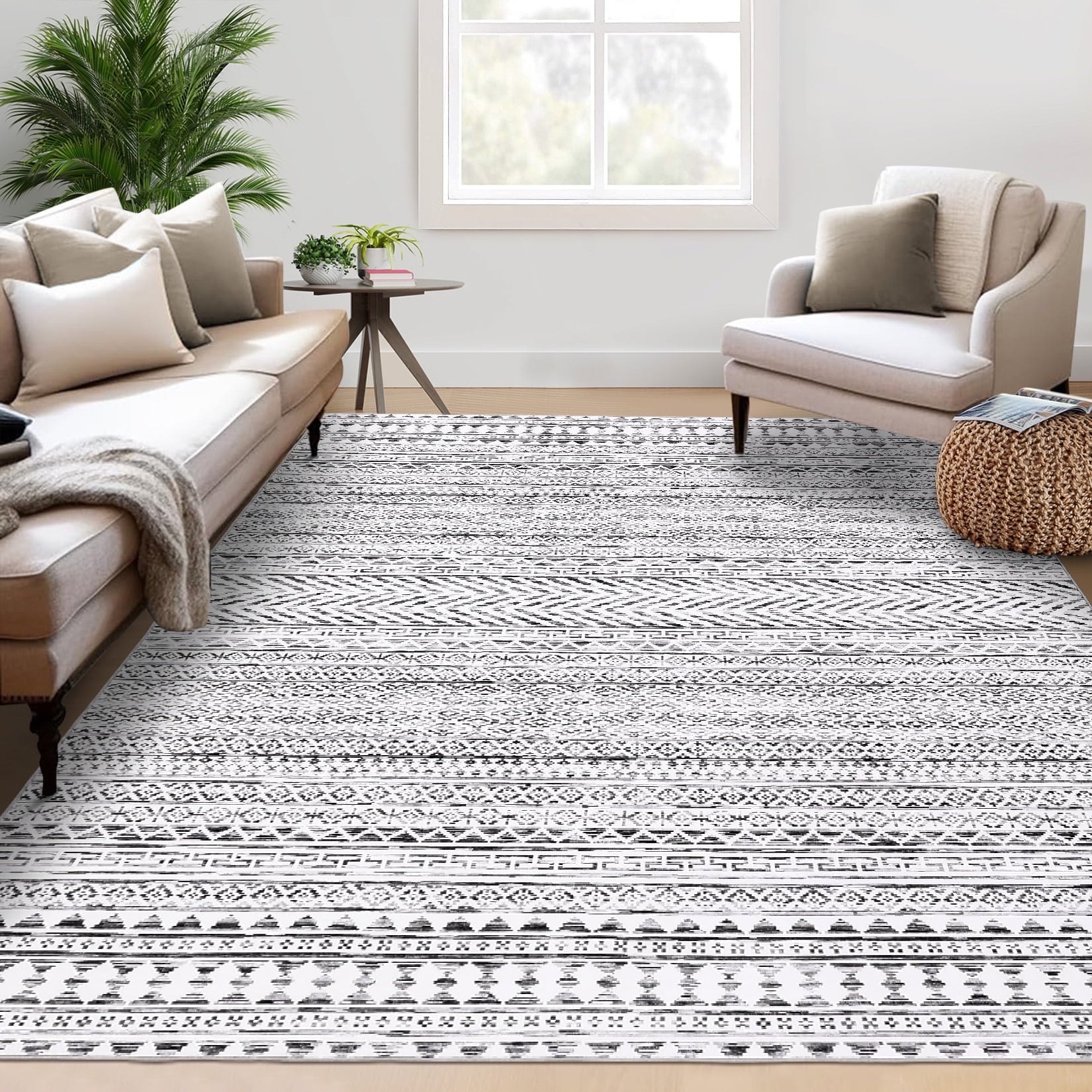 Hasoo Modern Washable Area Rug 8' x 10' Rugs for Living Room Boho ...