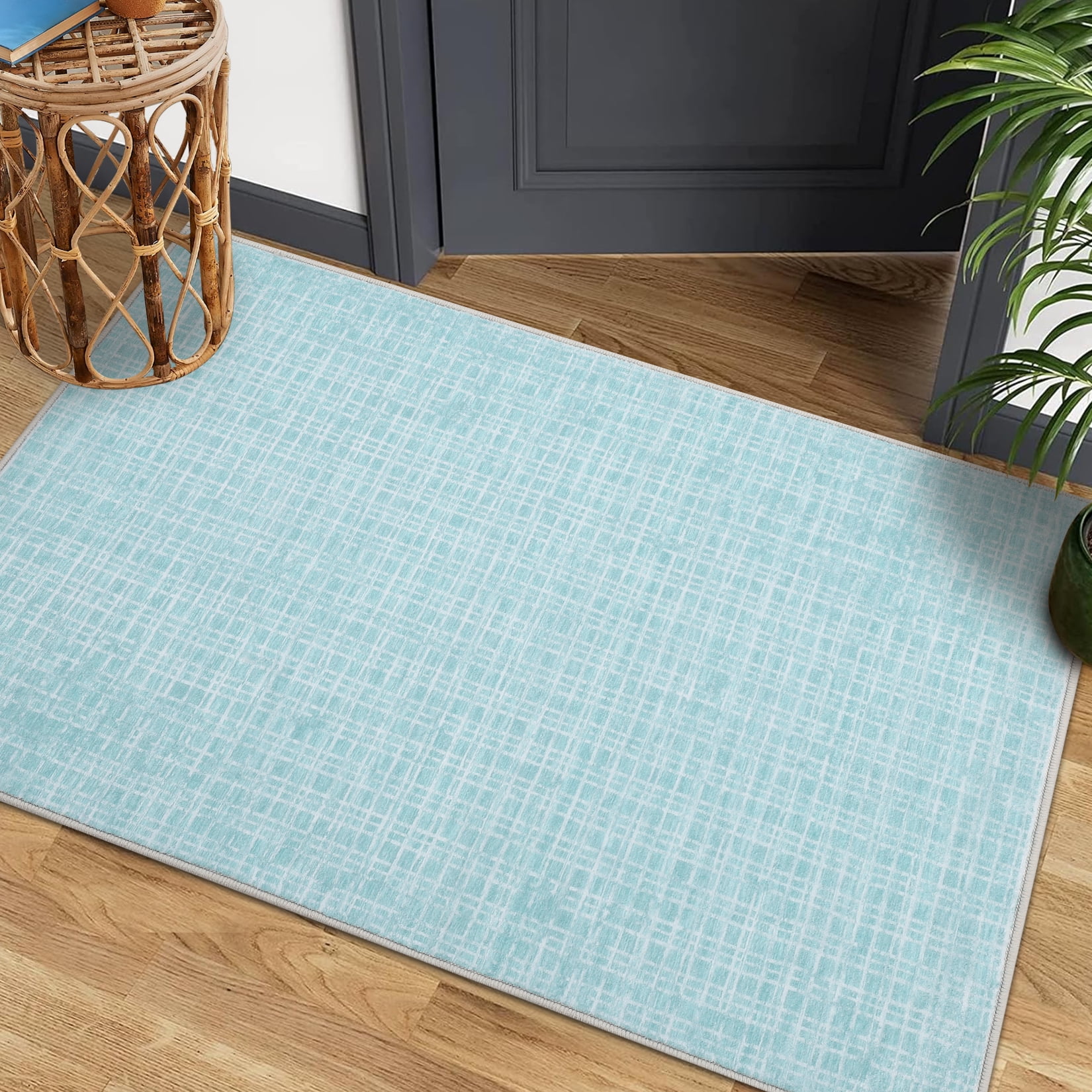 Hasoo Modern Rug Geometric Plaid Area Rug for Living Room, Mint Green ...