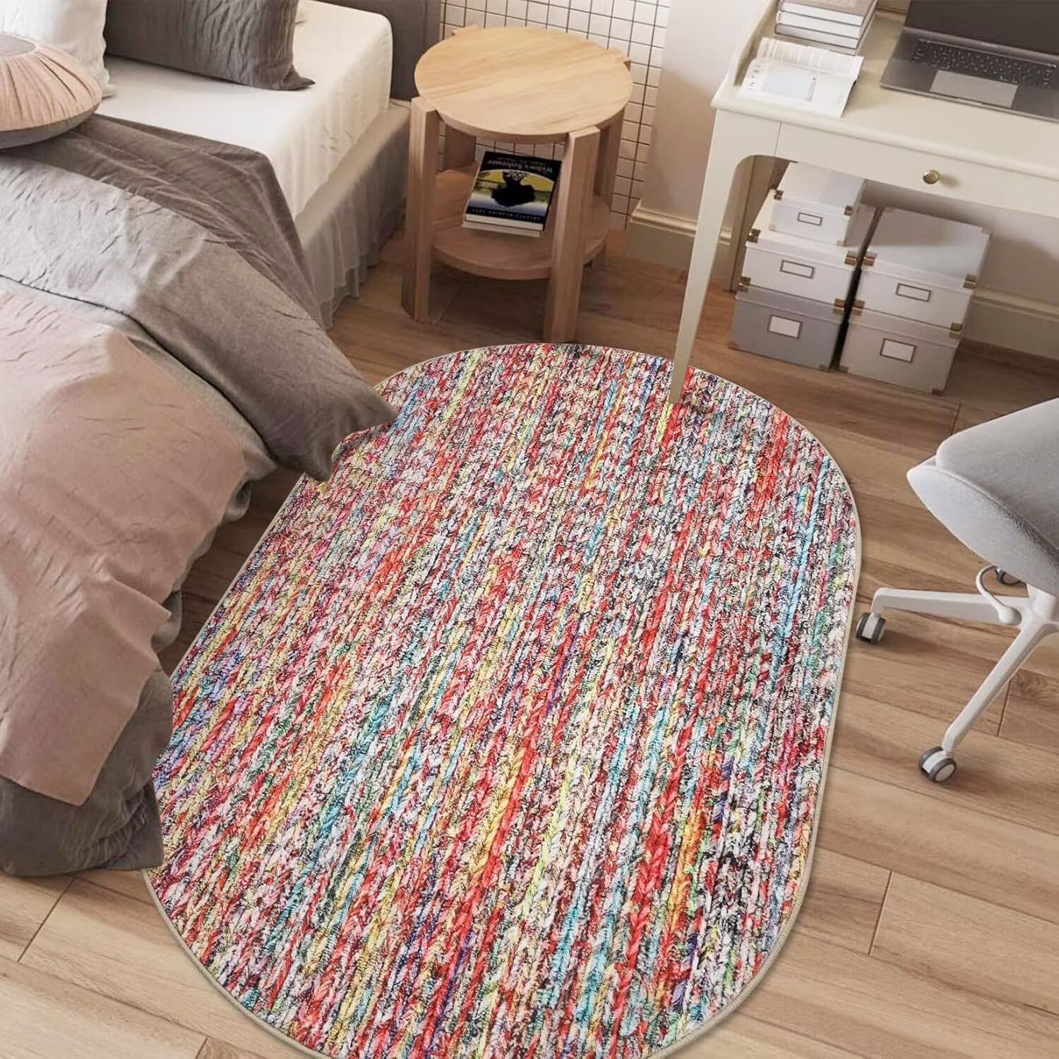 Hasoo Oval Area Rug 3x5 Small Entryway Rug Modern Solid Throw Rug for ...