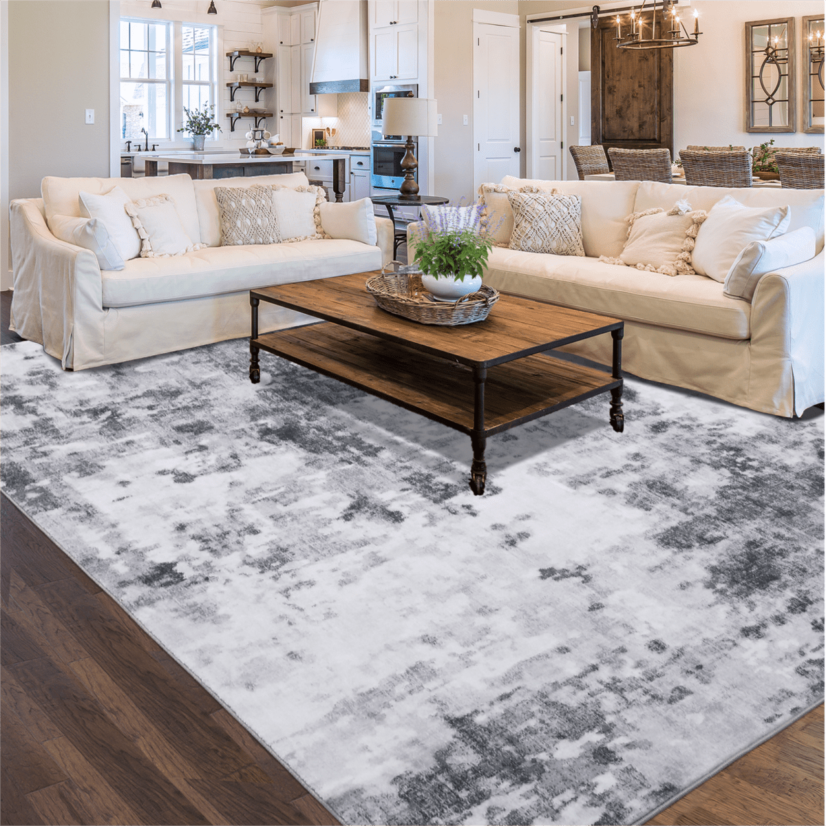 Hasoo Rugss 5' x 7' Abstract Area Rugs for Living Room Non Slip Low ...