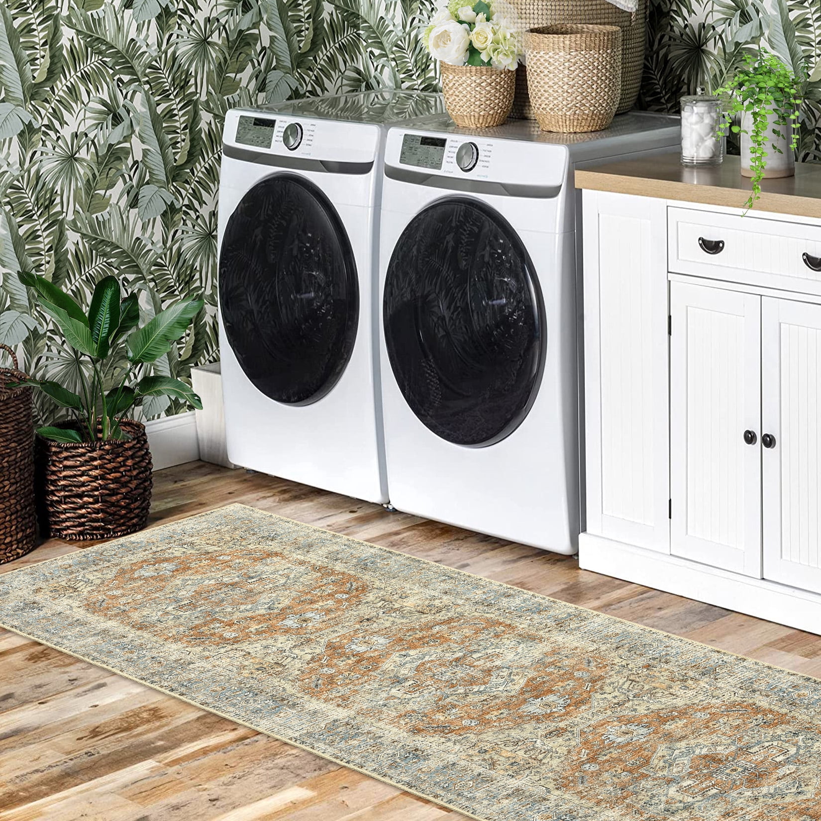 Hasoo Runner Rug 2' x 6' Oriental Area Rug Washable Carpet for Bedroom ...