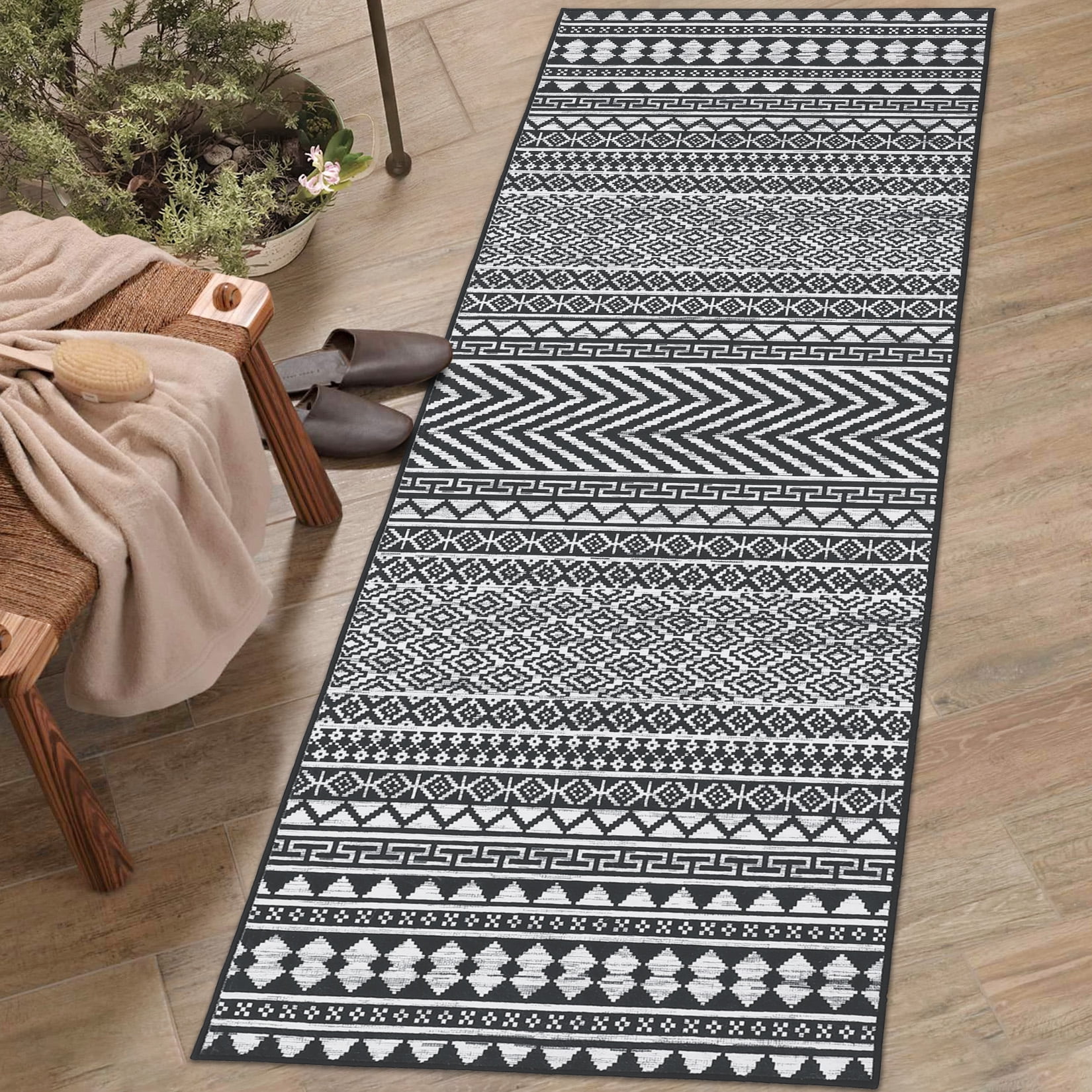 Hasoo Runner Rug 2' x 6' Washable Rugs for Hallway Boho Geometrical ...
