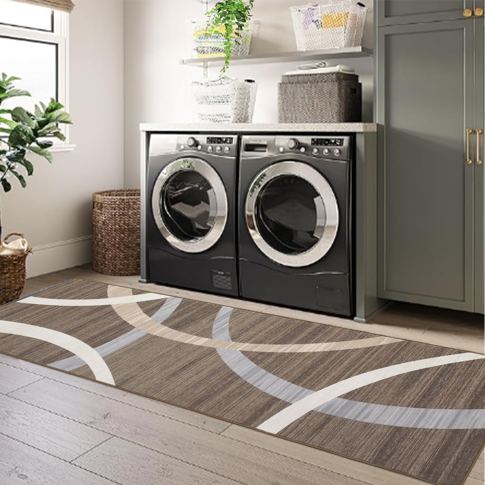 Hasoo Runner Rug 2' x 6' Washable Rugs for Hallway Geometric Line ...